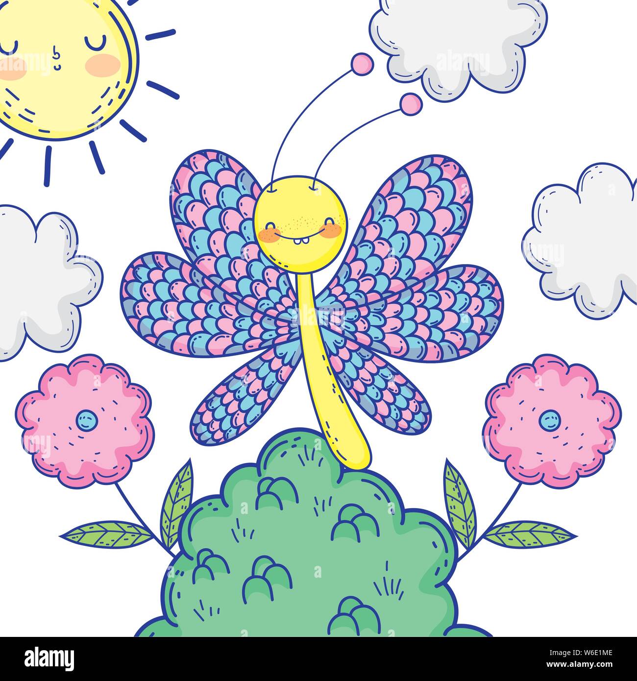 Butterfly draw cartoon design, insect animal wings nature summer beauty ...