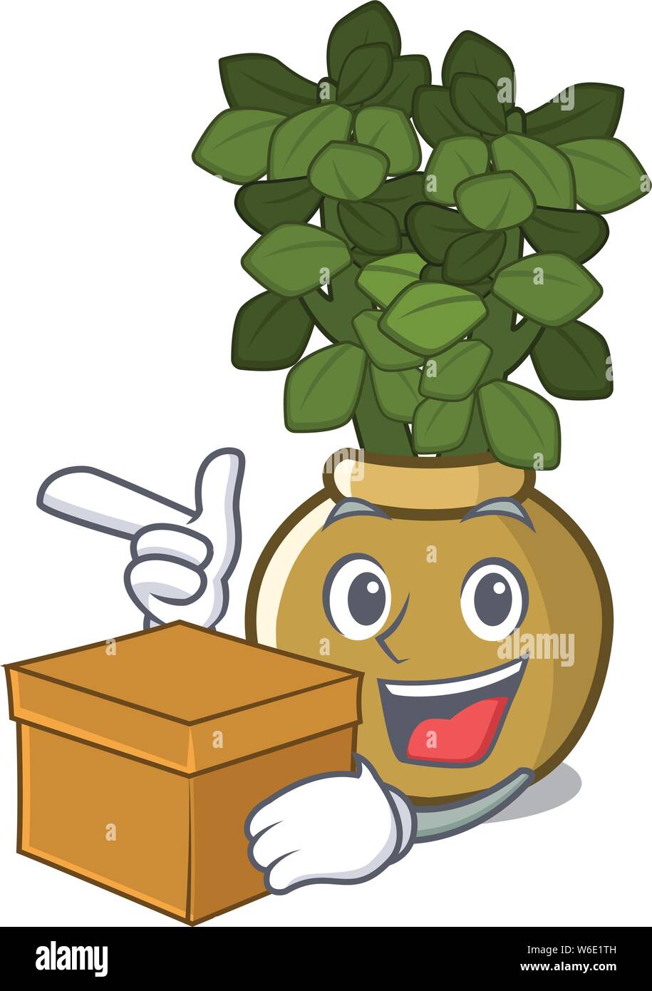 With box jade plant pot in cartoon yard Stock Vector Image & Art - Alamy