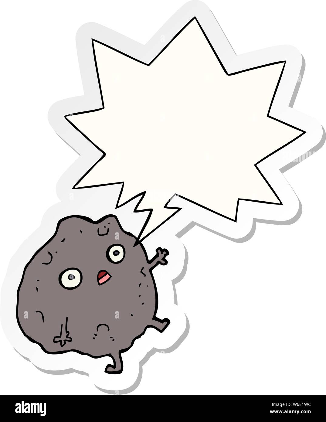 cartoon rock falling with speech bubble sticker Stock Vector Image ...