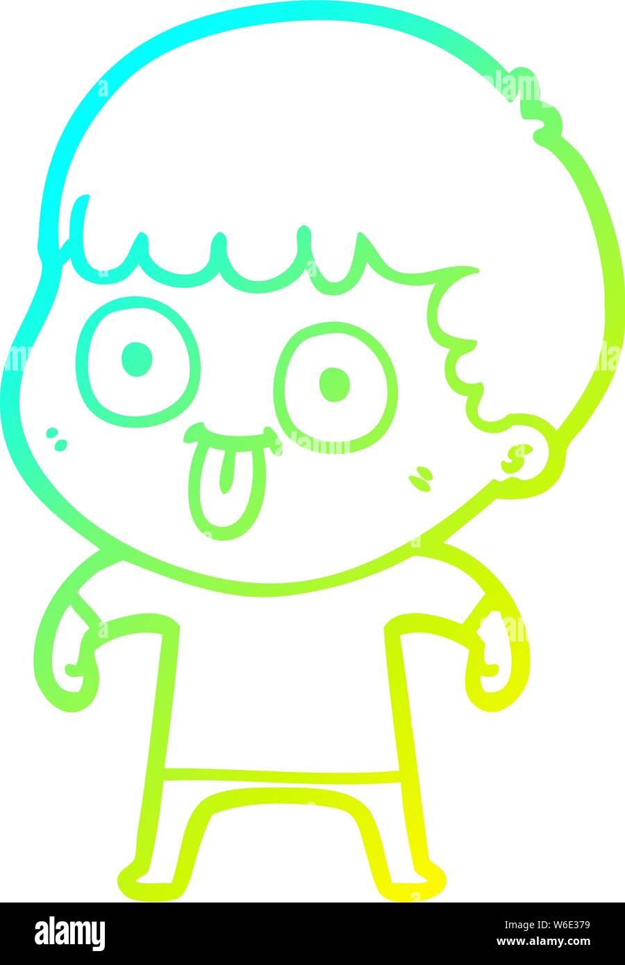 cold gradient line drawing of a cartoon man staring Stock Vector Image ...