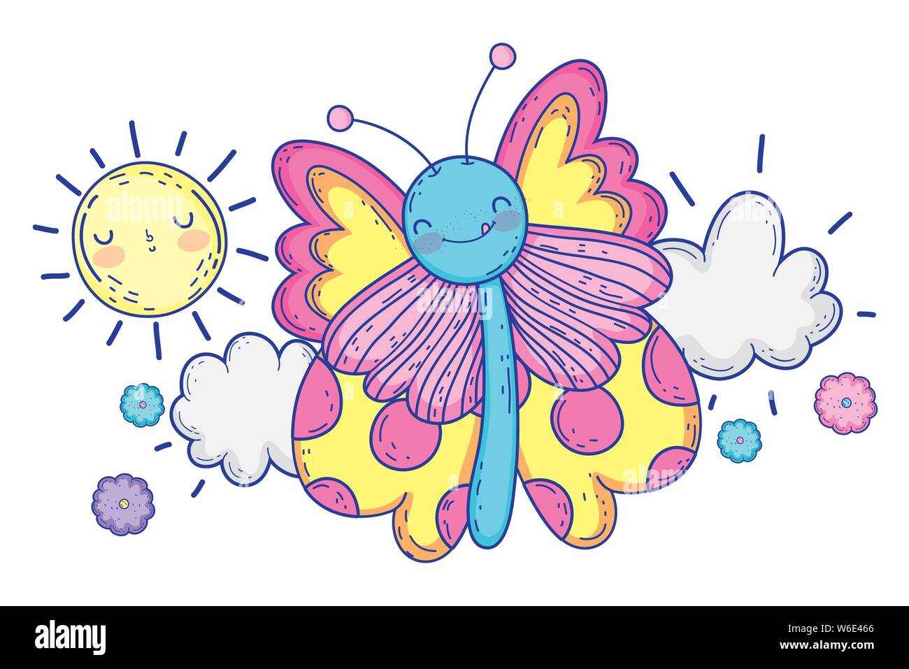 Butterfly draw cartoon design, insect animal wings nature summer beauty ...