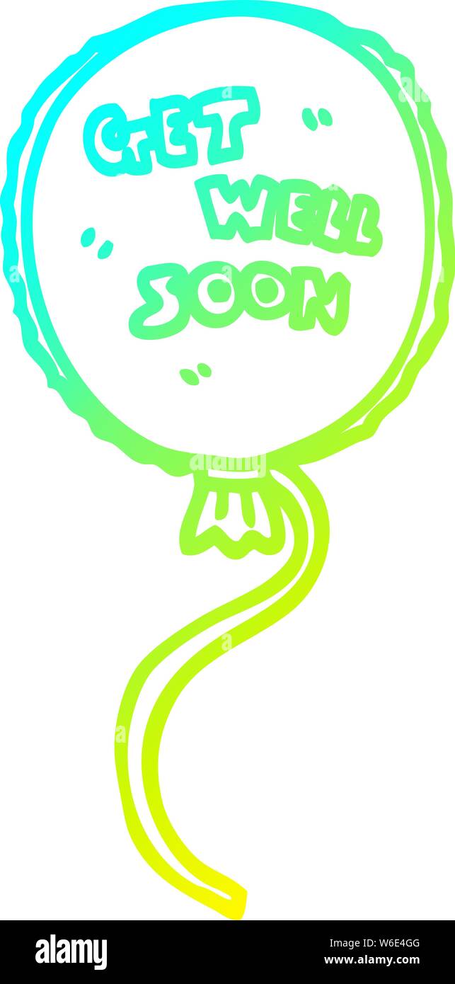 cold gradient line drawing of a cartoon get well soon balloon Stock ...
