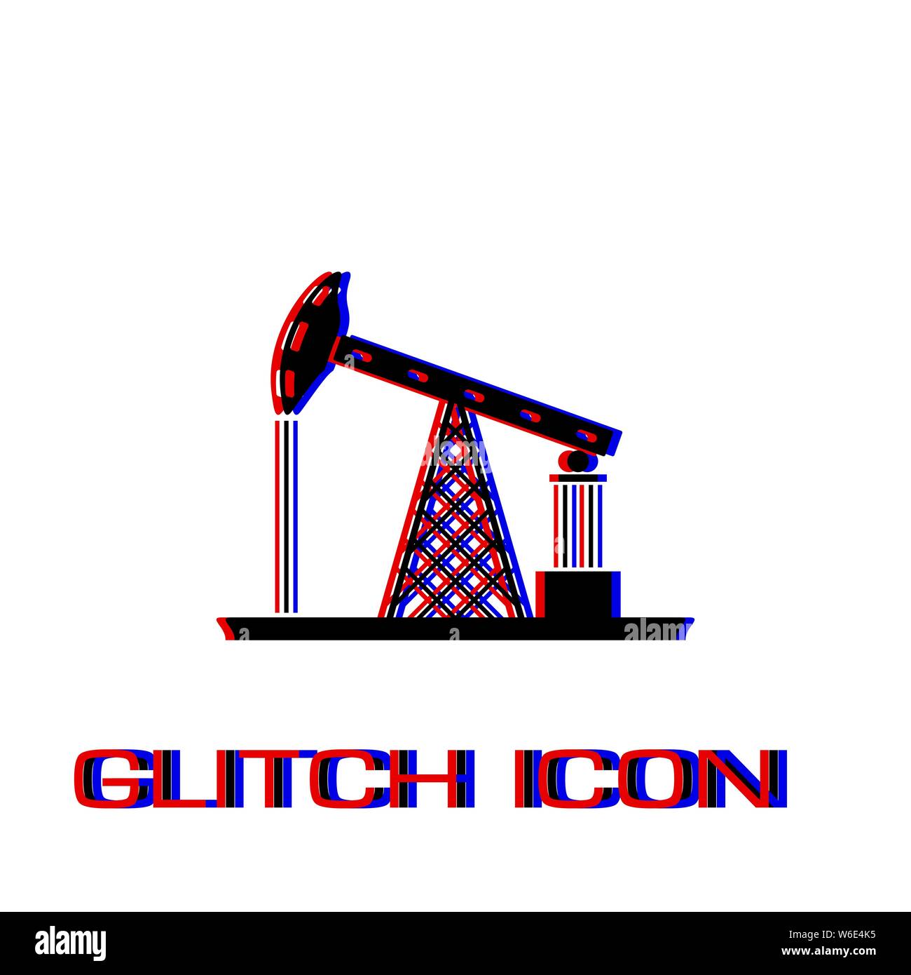 Oil Rig icon flat. Simple pictogram - Glitch effect. Vector ...