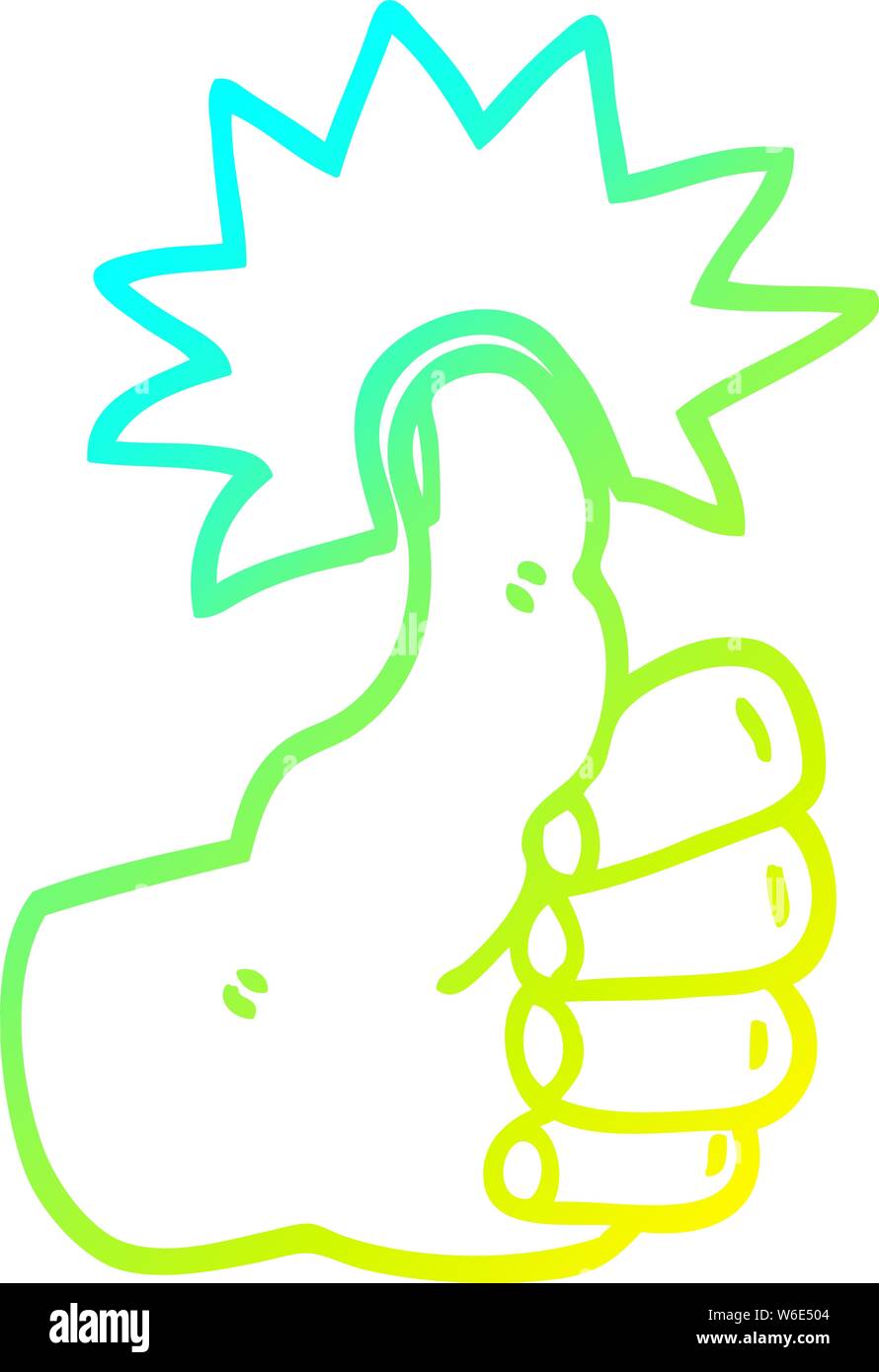 cold gradient line drawing of a cartoon thumbs up symbol Stock Vector ...