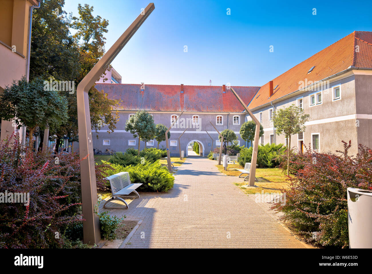 City of Osijek park walkway and architecture view, Slavonija region of ...