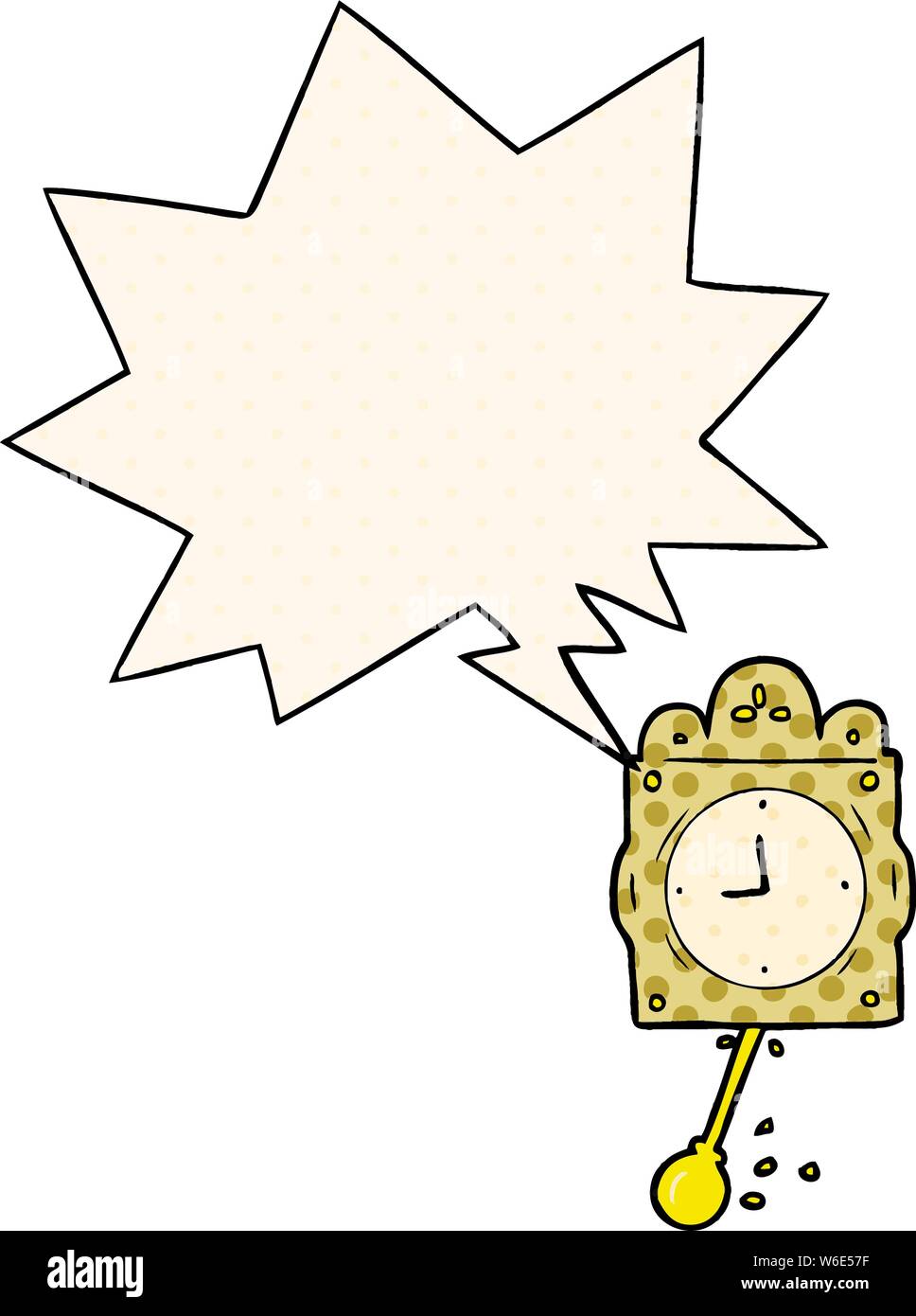 cartoon ticking clock with pendulum with speech bubble in comic book ...