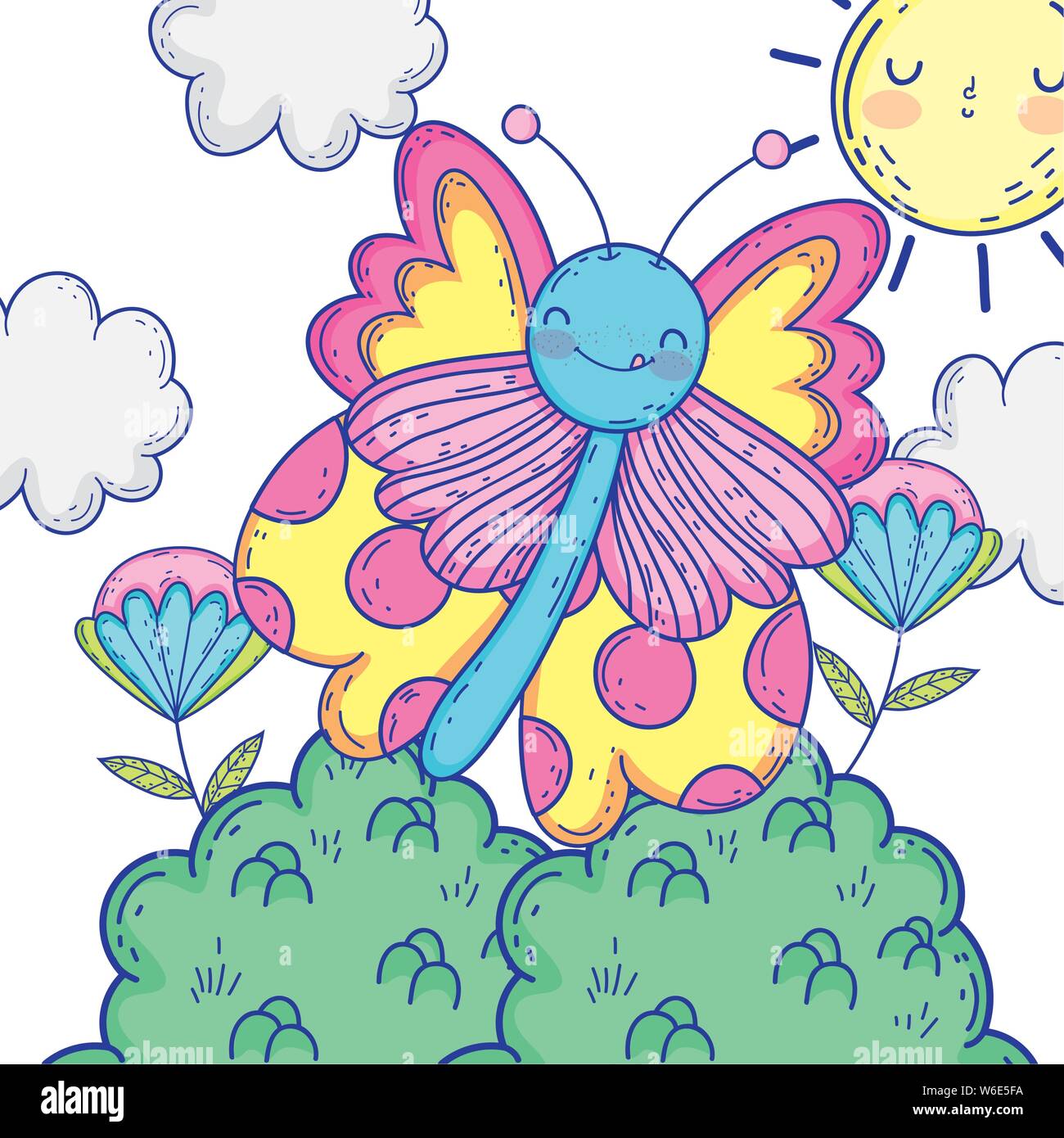 Butterfly draw cartoon design, insect animal wings nature summer beauty ...