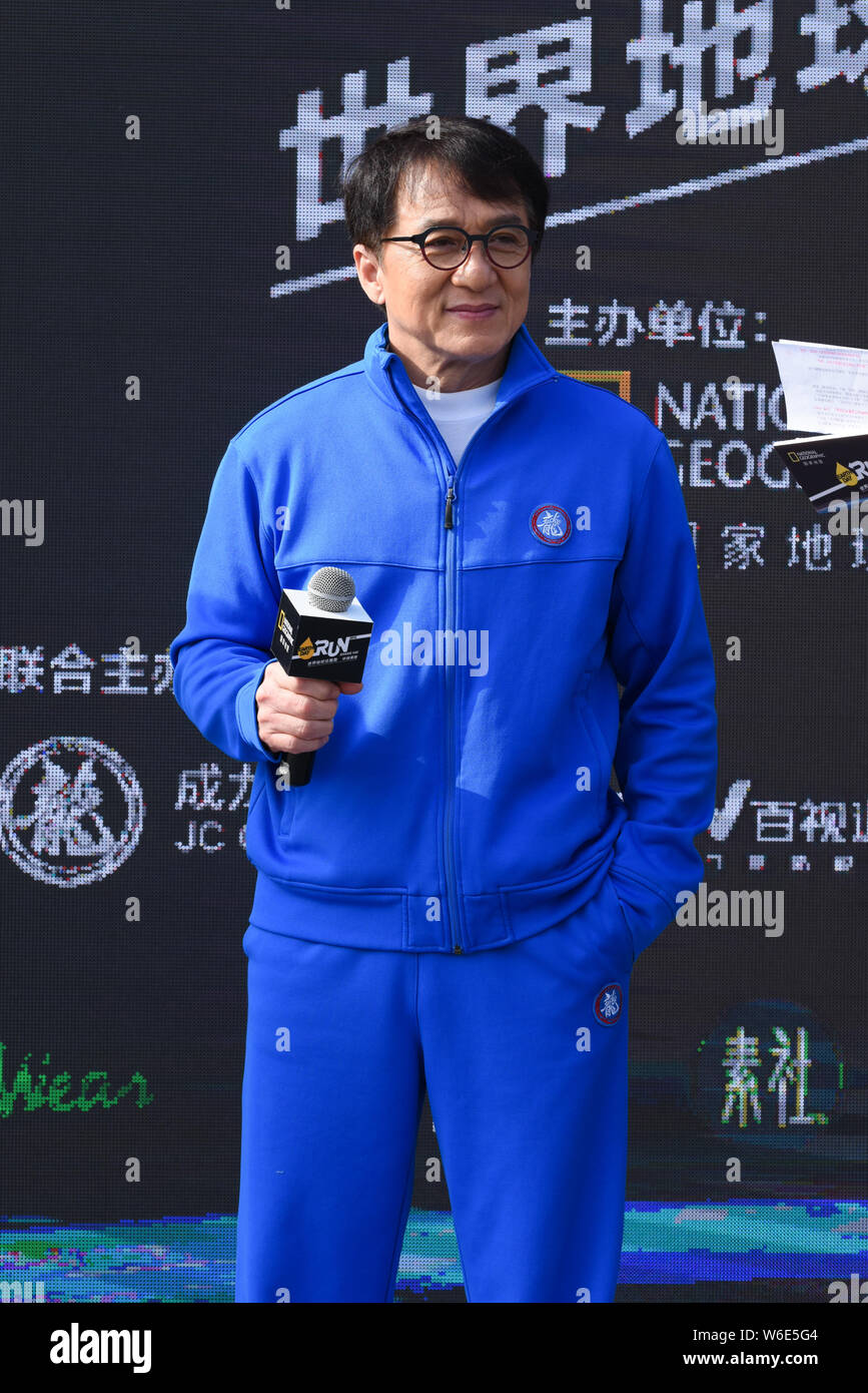 Hong Kong kungfu star Jackie Chan attends a press conference for "Run ...