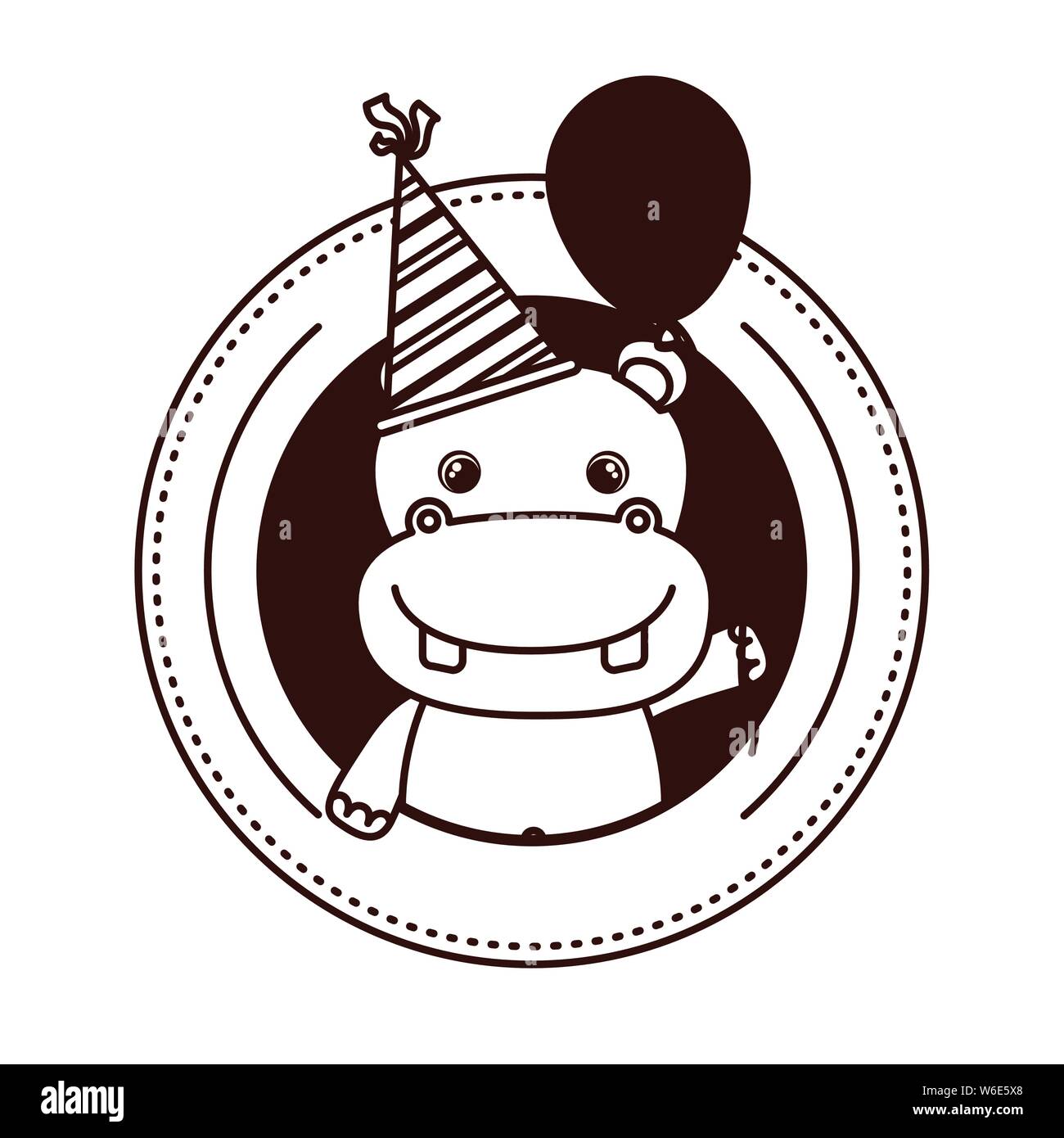 birthday card and hippo with hat party Stock Vector Image & Art - Alamy