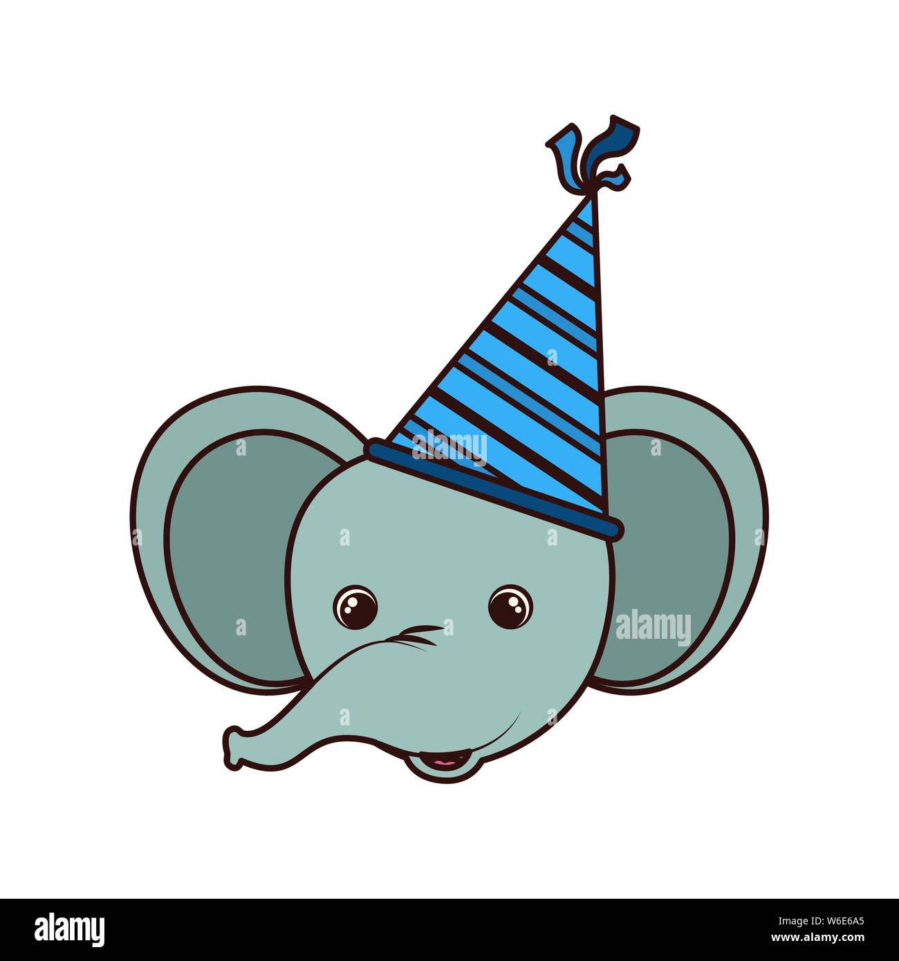 head of elephant with party hat on white background Stock Vector Image ...