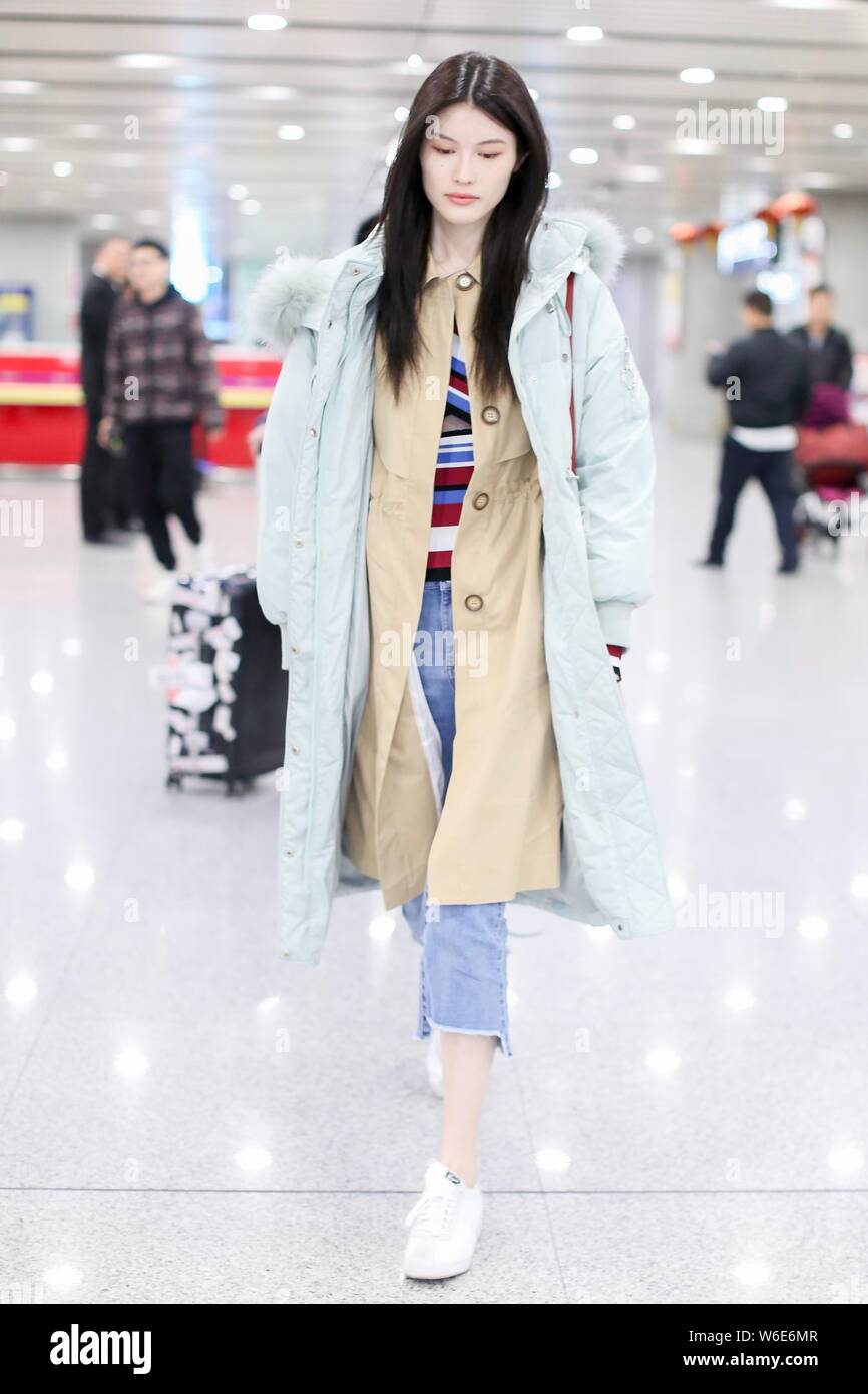 Chinese model He Sui is pictured at the Beijing Capital International ...