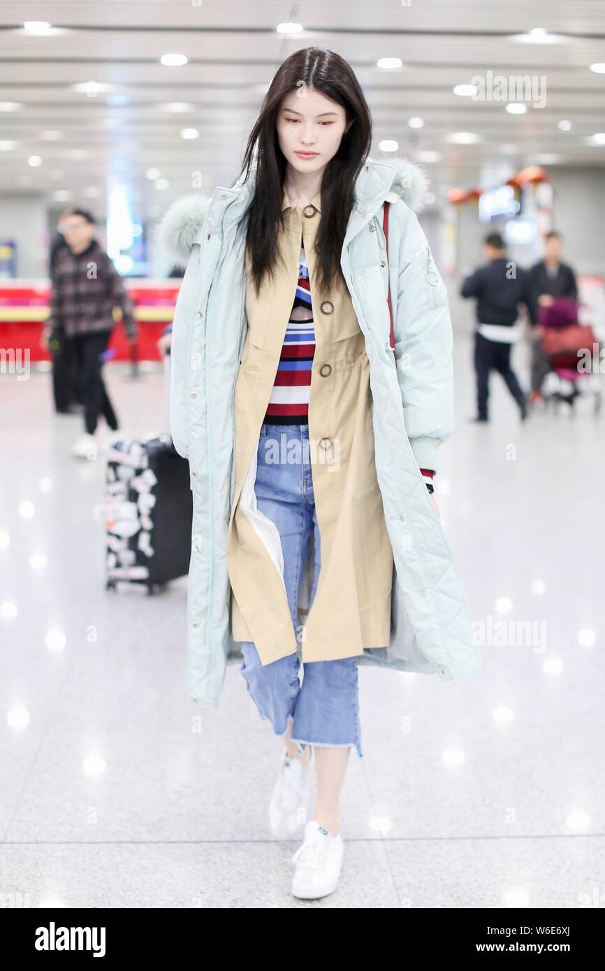 Chinese model He Sui is pictured at the Beijing Capital International ...