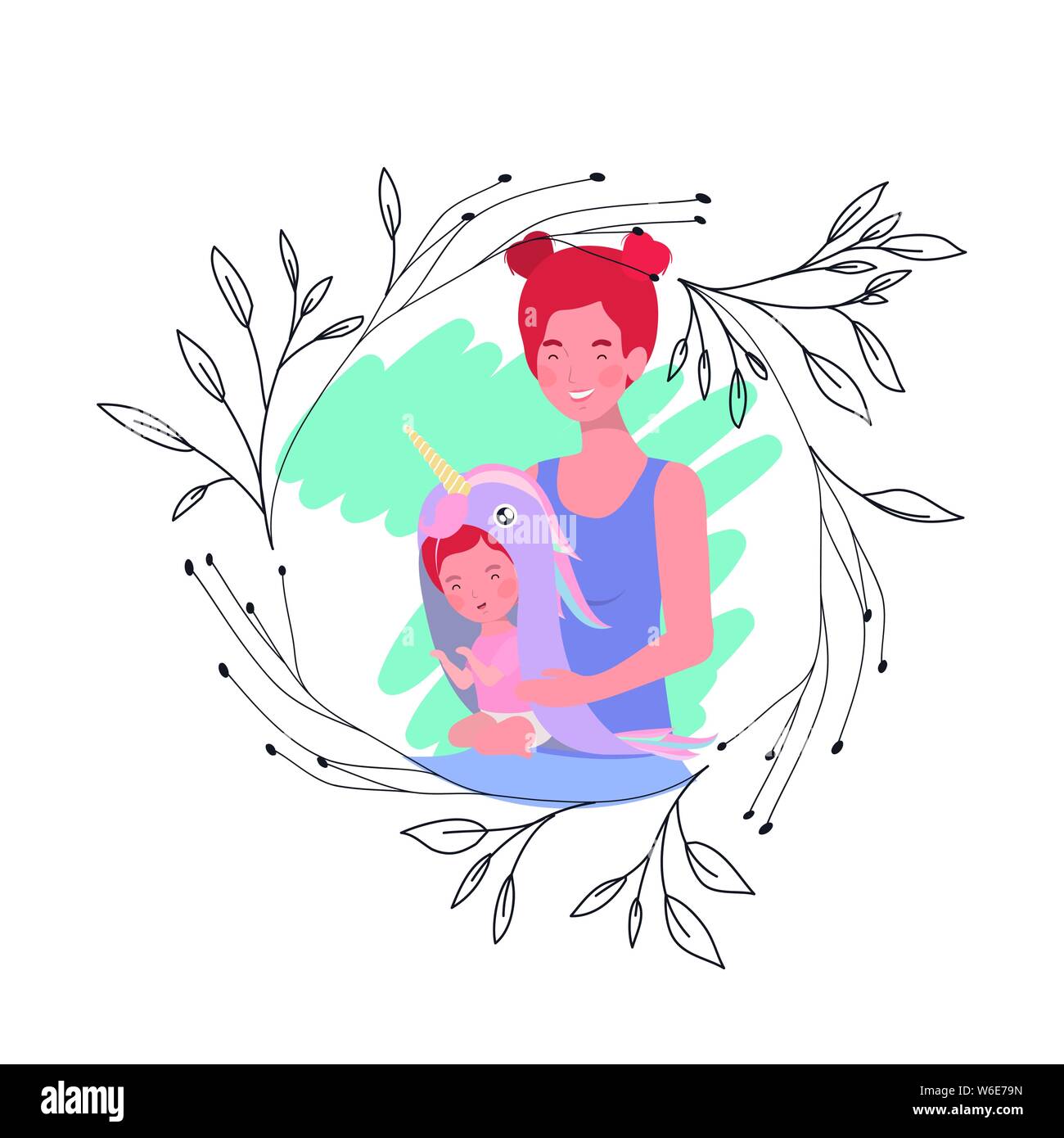 card of woman with baby avatar character Stock Vector Image & Art - Alamy