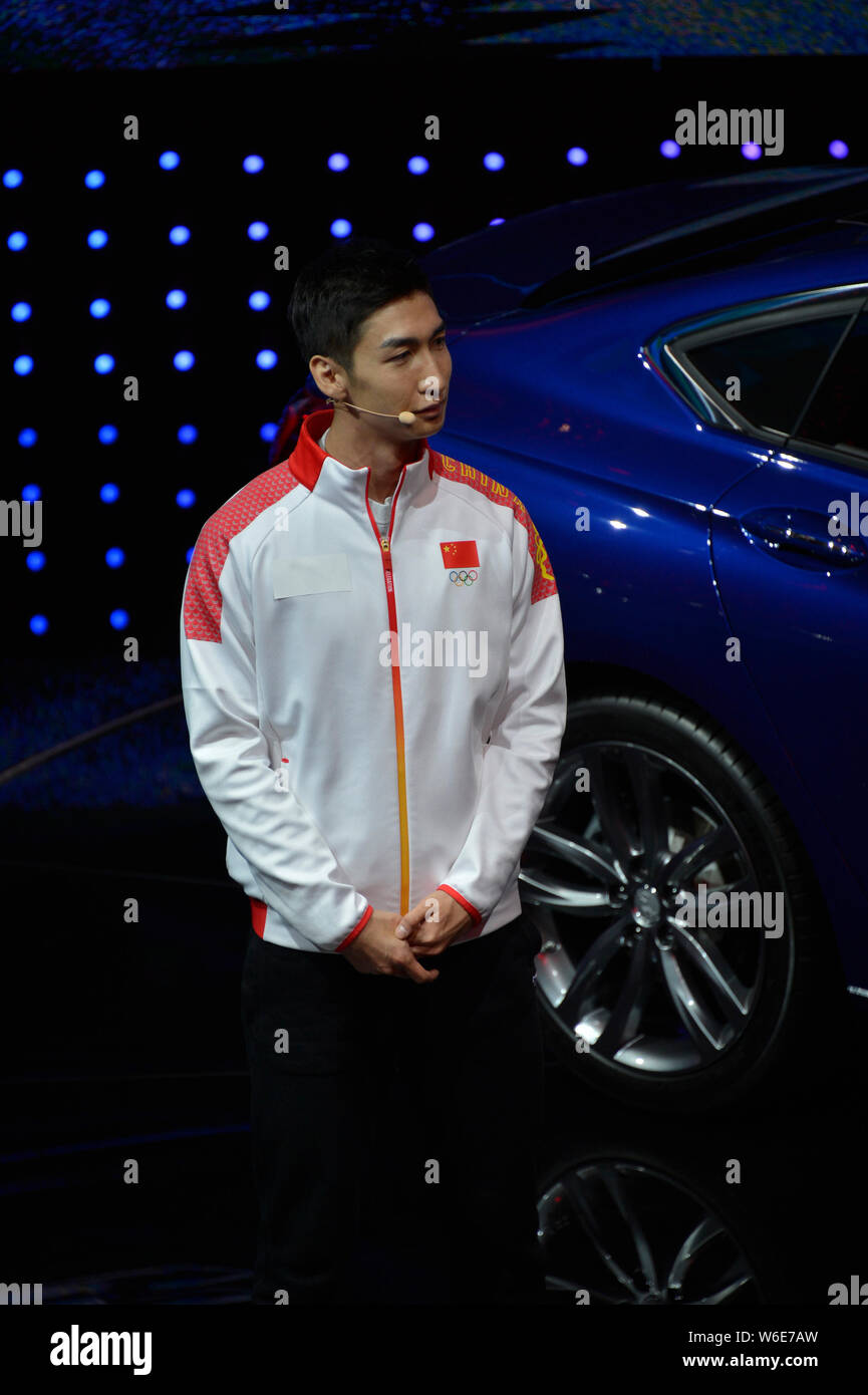 Chinese short track speed skater Wu Dajing, the winner of the men's 500 ...