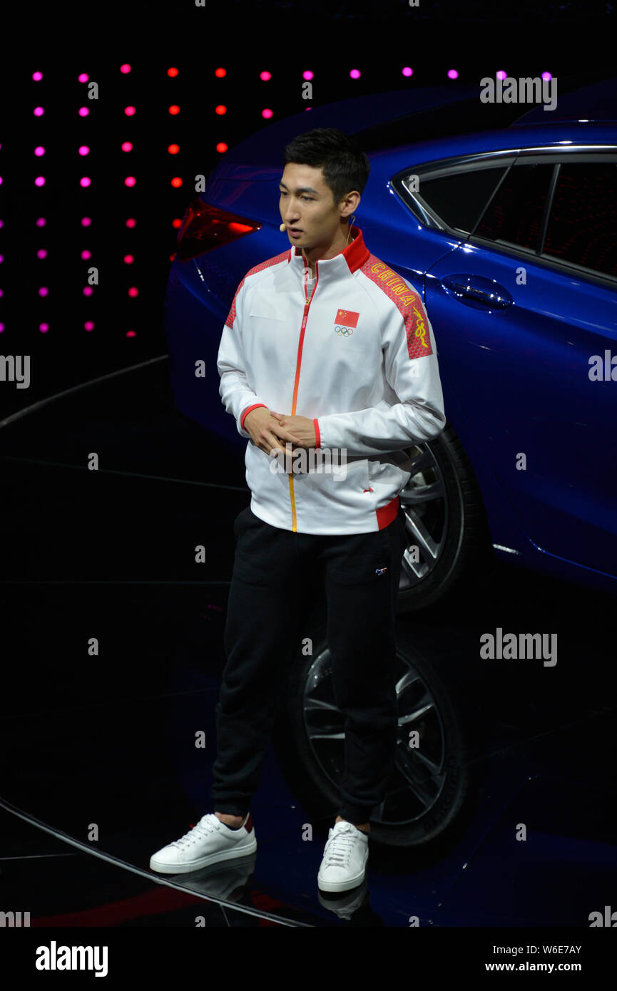 Chinese short track speed skater Wu Dajing, the winner of the men's 500 ...
