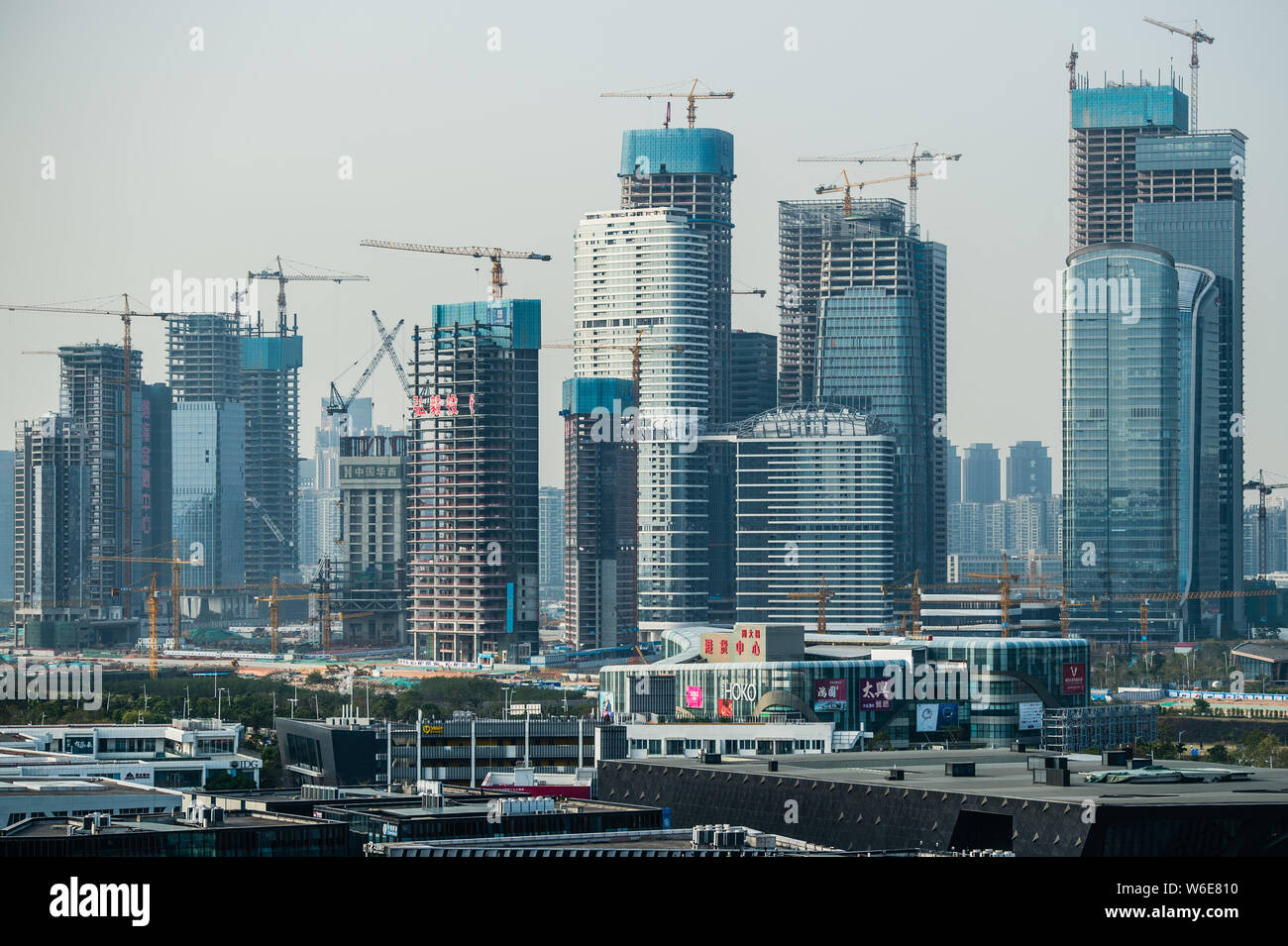 New high-rise office buildings are under construction at Qianhai and ...