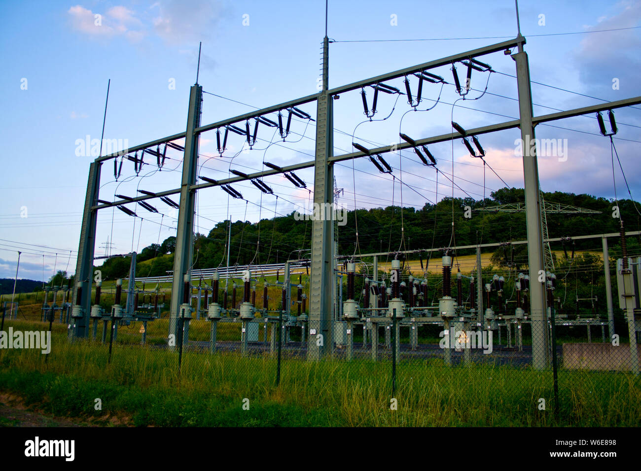 Power transformer in high voltage switchyard in modern electrical ...
