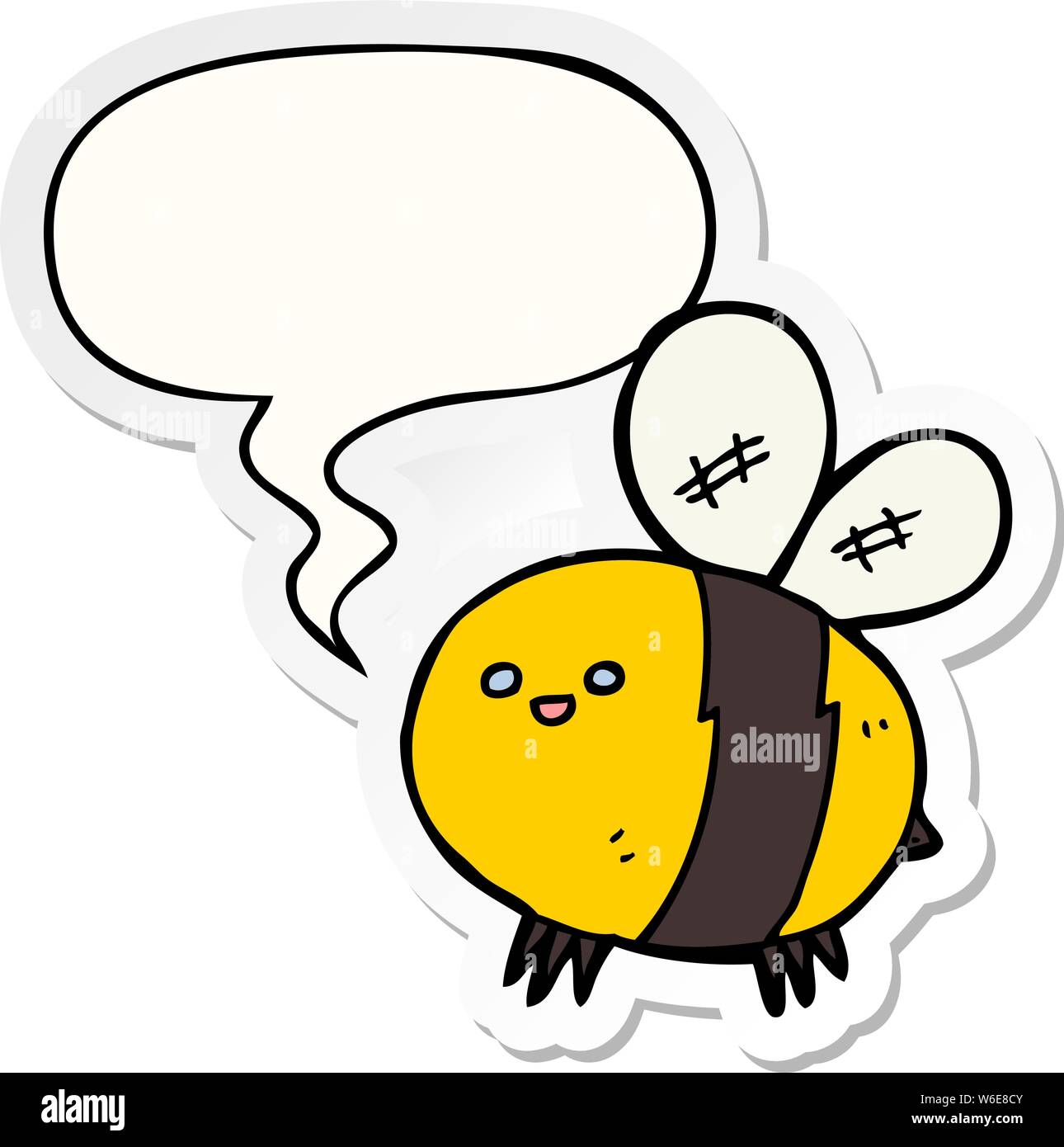 cartoon bee with speech bubble sticker Stock Vector Image & Art - Alamy