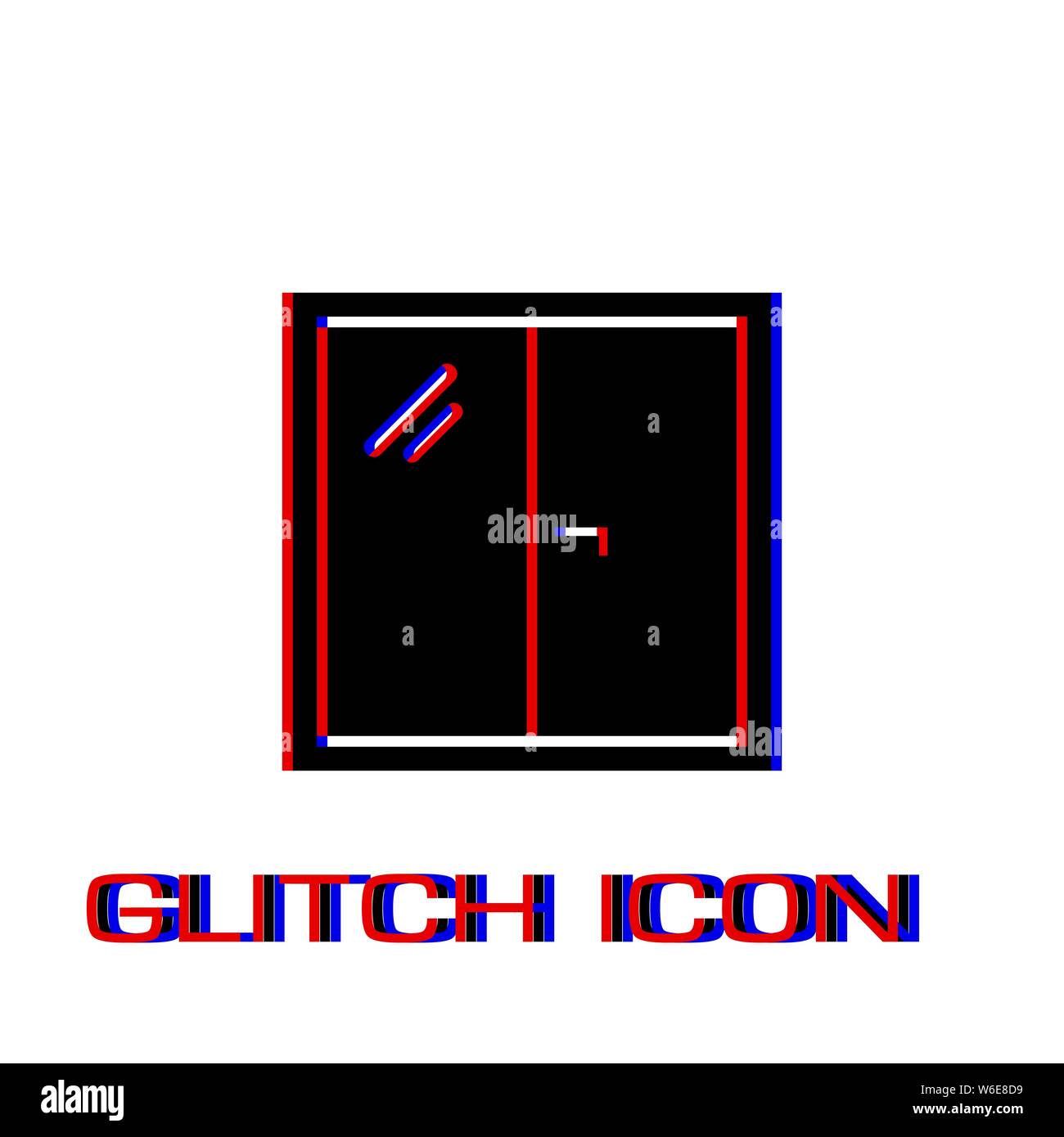 Window icon flat. Simple pictogram - Glitch effect. Vector illustration ...