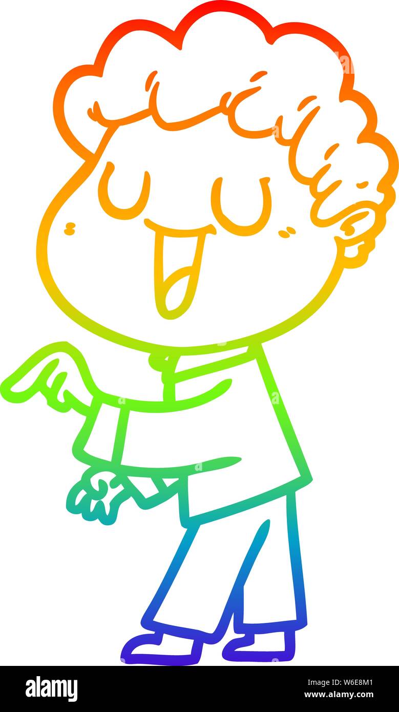 rainbow gradient line drawing of a laughing cartoon man Stock Vector ...