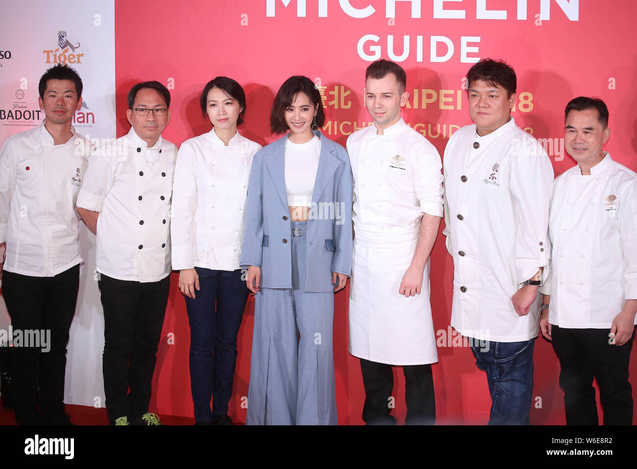 Taiwanese singer Jolin Tsai, center, attends the Michelin Guide Taipei ...