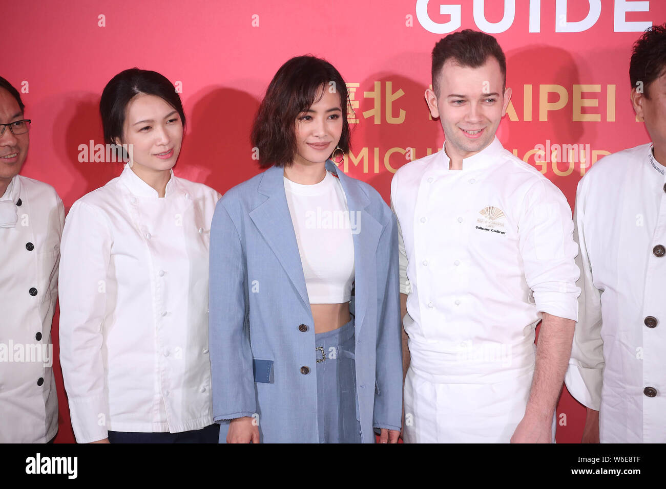 Taiwanese singer Jolin Tsai, center, attends the Michelin Guide Taipei ...