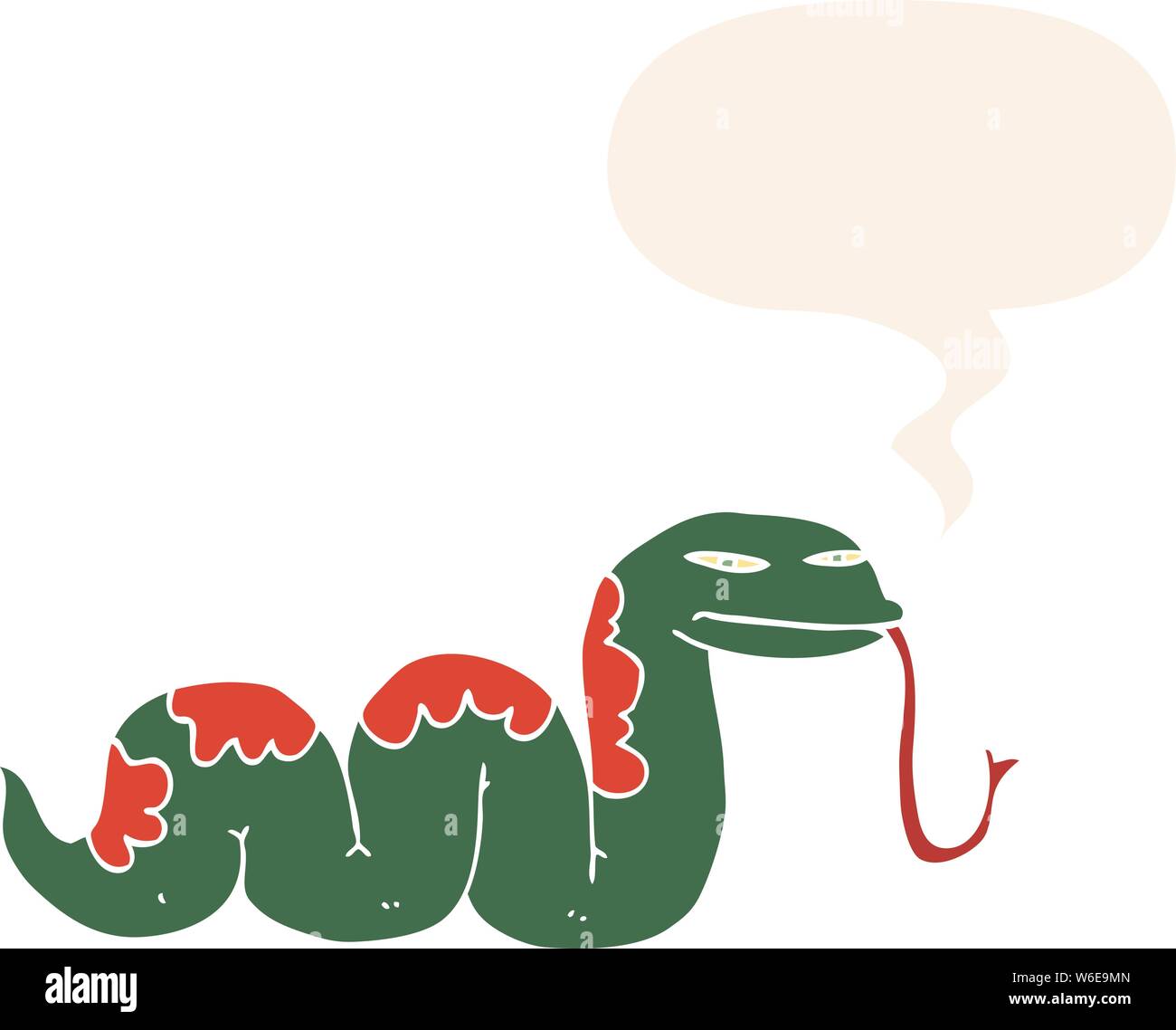 cartoon slithering snake with speech bubble in retro style Stock Vector ...