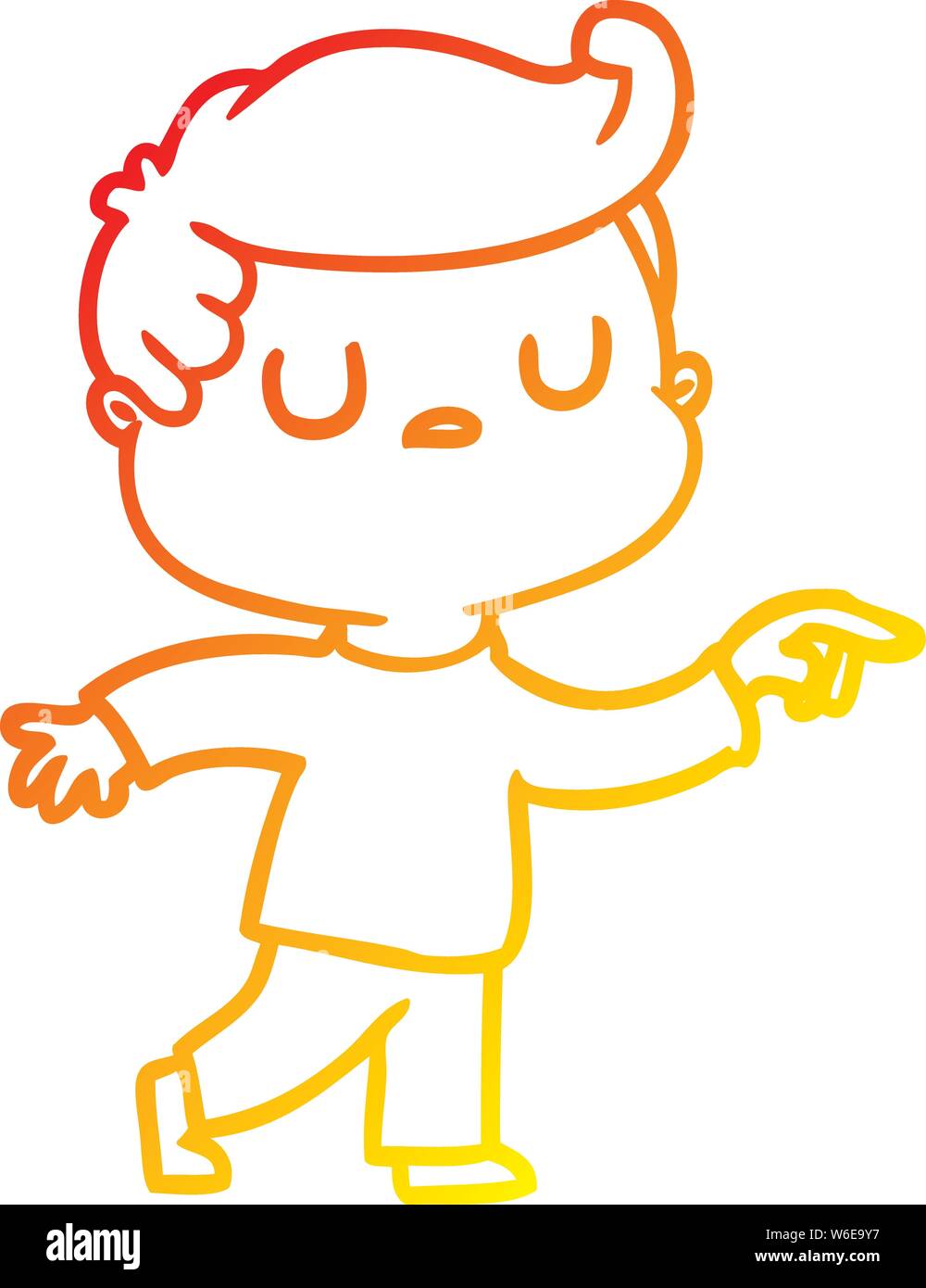 warm gradient line drawing of a cartoon aloof man pointing finger Stock ...