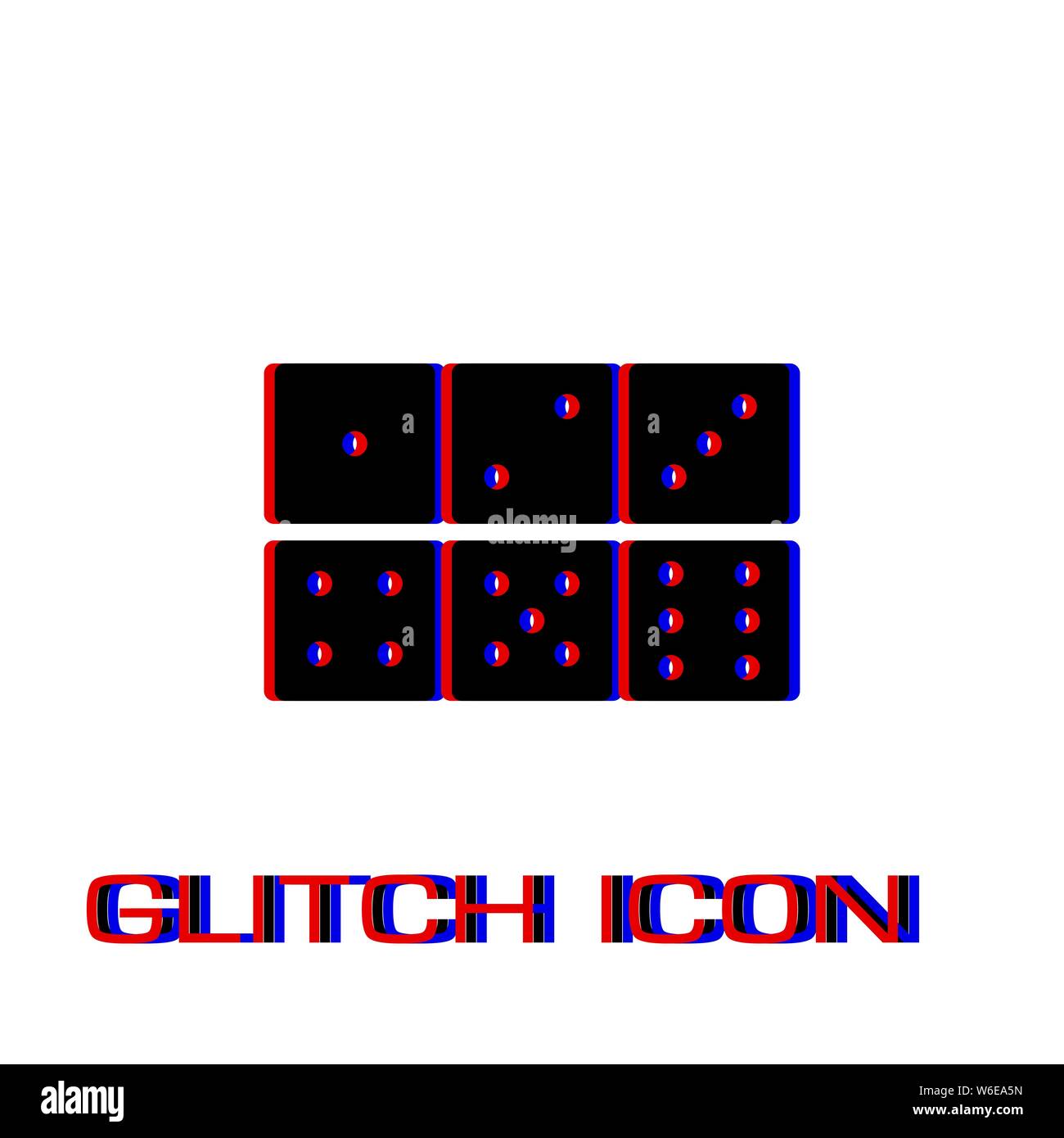 Dice icon flat. Simple pictogram - Glitch effect. Vector illustration ...