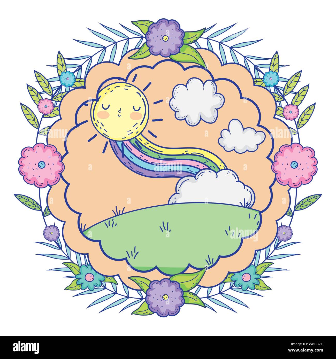Sun draw cartoon design, Summer spring nature tropical season holiday ...