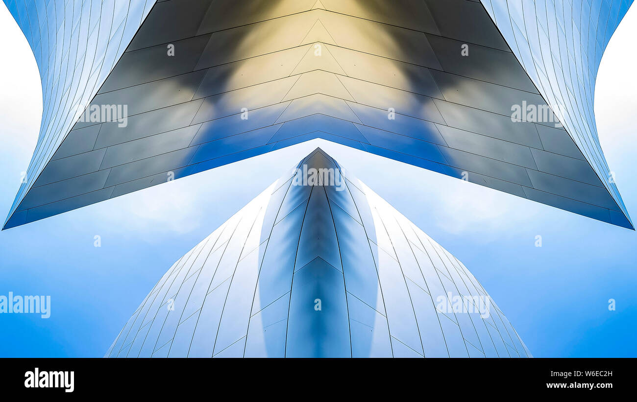 Panorama frame Concert hall metal reflective curves Los Angeles Stock ...