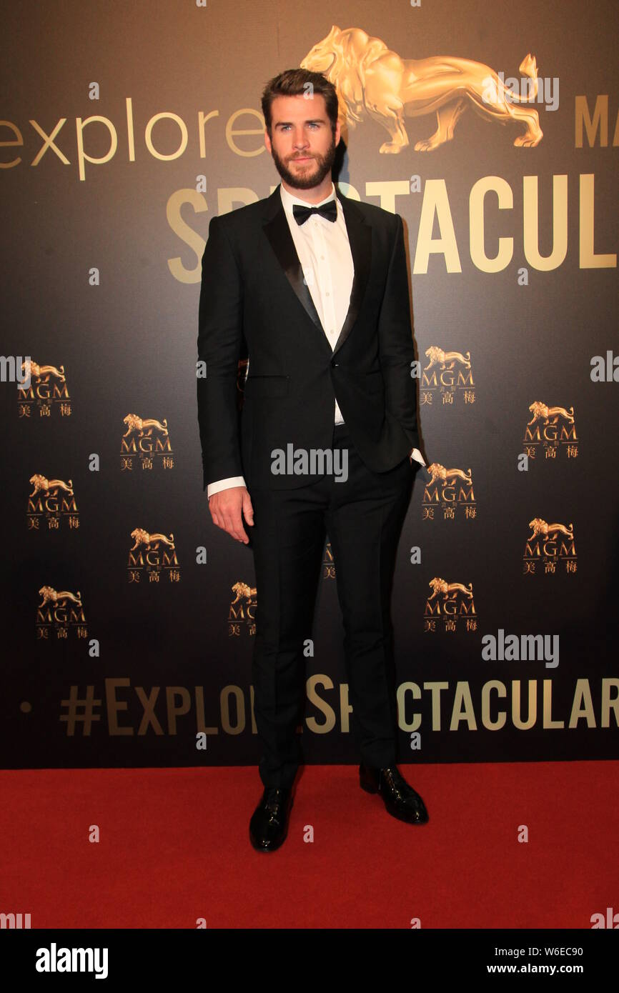 Australian actor Liam Hemsworth attends the MGM party in Hong Kong ...