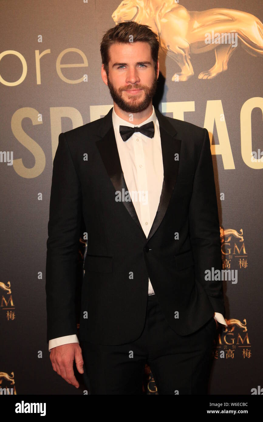 Australian actor Liam Hemsworth attends the MGM party in Hong Kong ...
