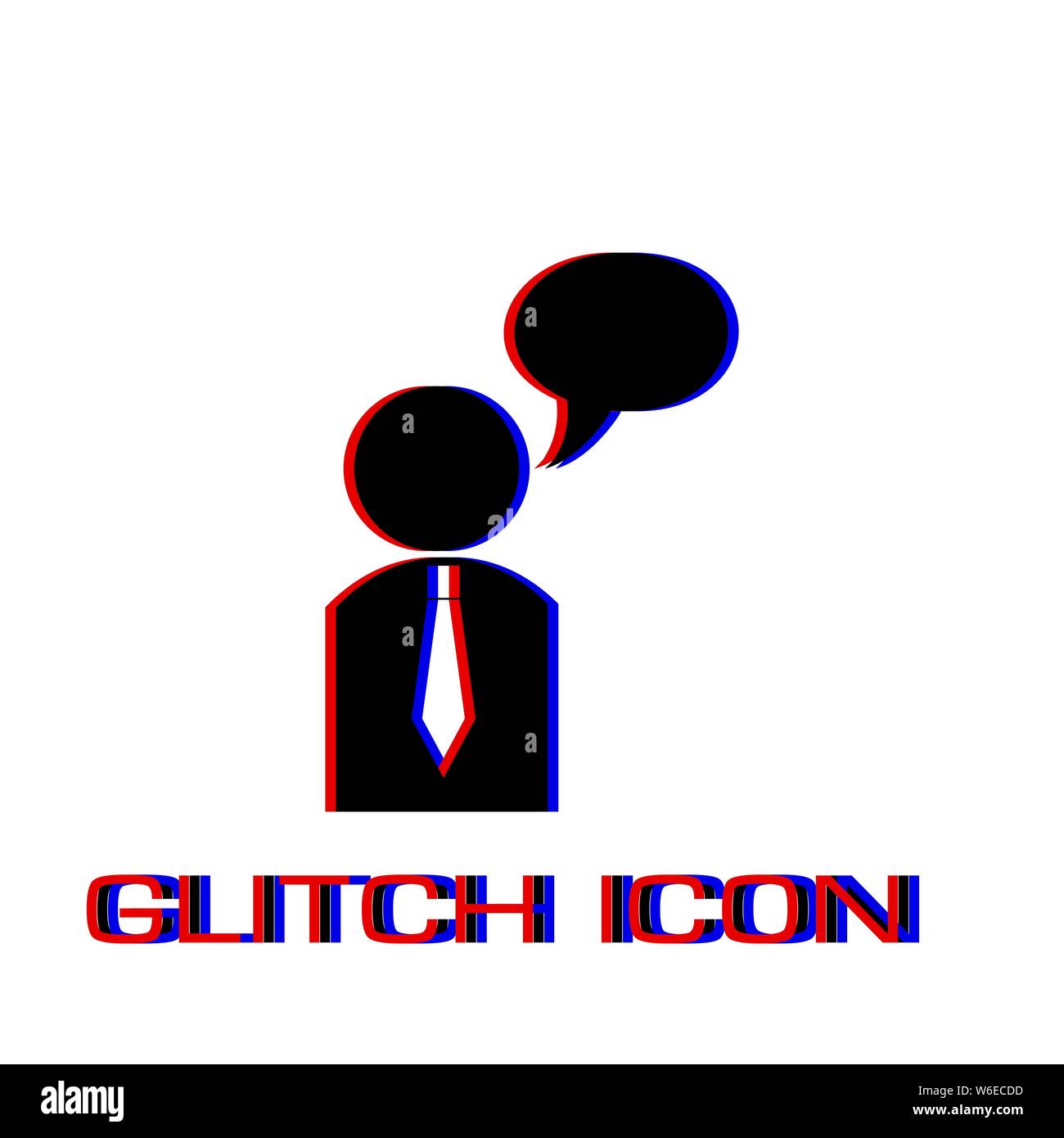 Dialog icon flat. Simple pictogram - Glitch effect. Vector illustration ...