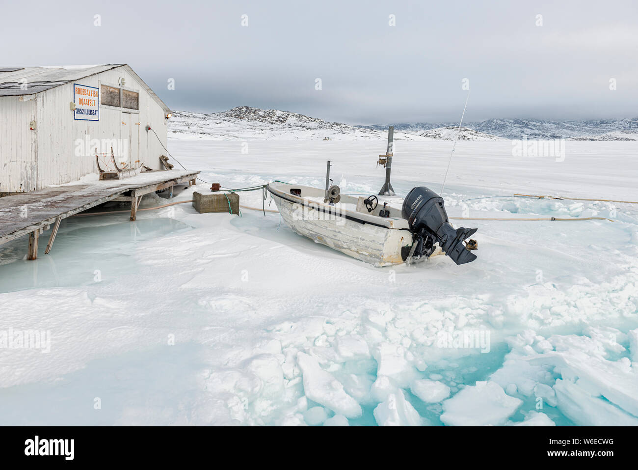 The fish processing factory at Oqaatsut village, west Greenland Stock ...