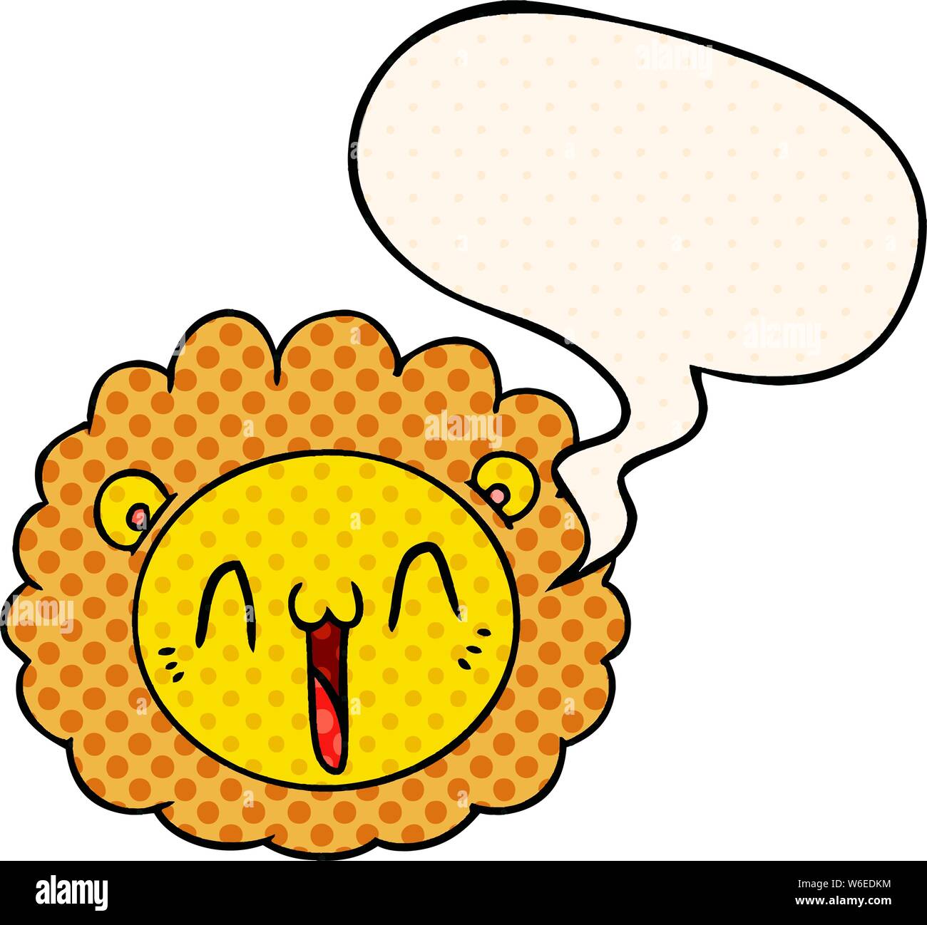 cartoon lion face with speech bubble in comic book style Stock Vector ...