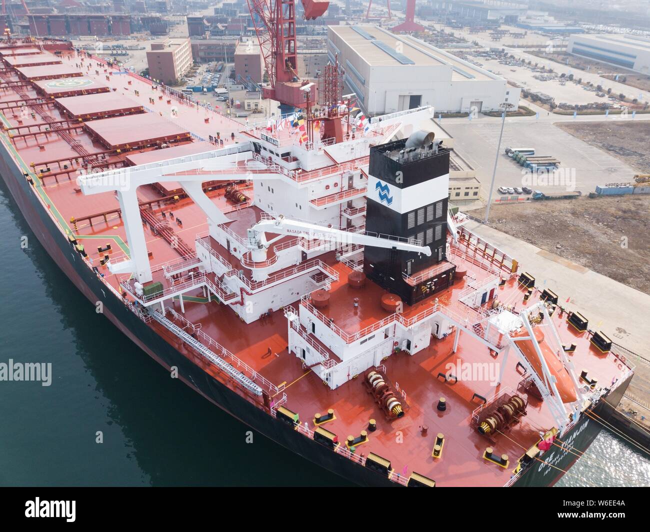 An aerial view of the 400,000-ton ore carrier, Ore Tianjin, to be ...