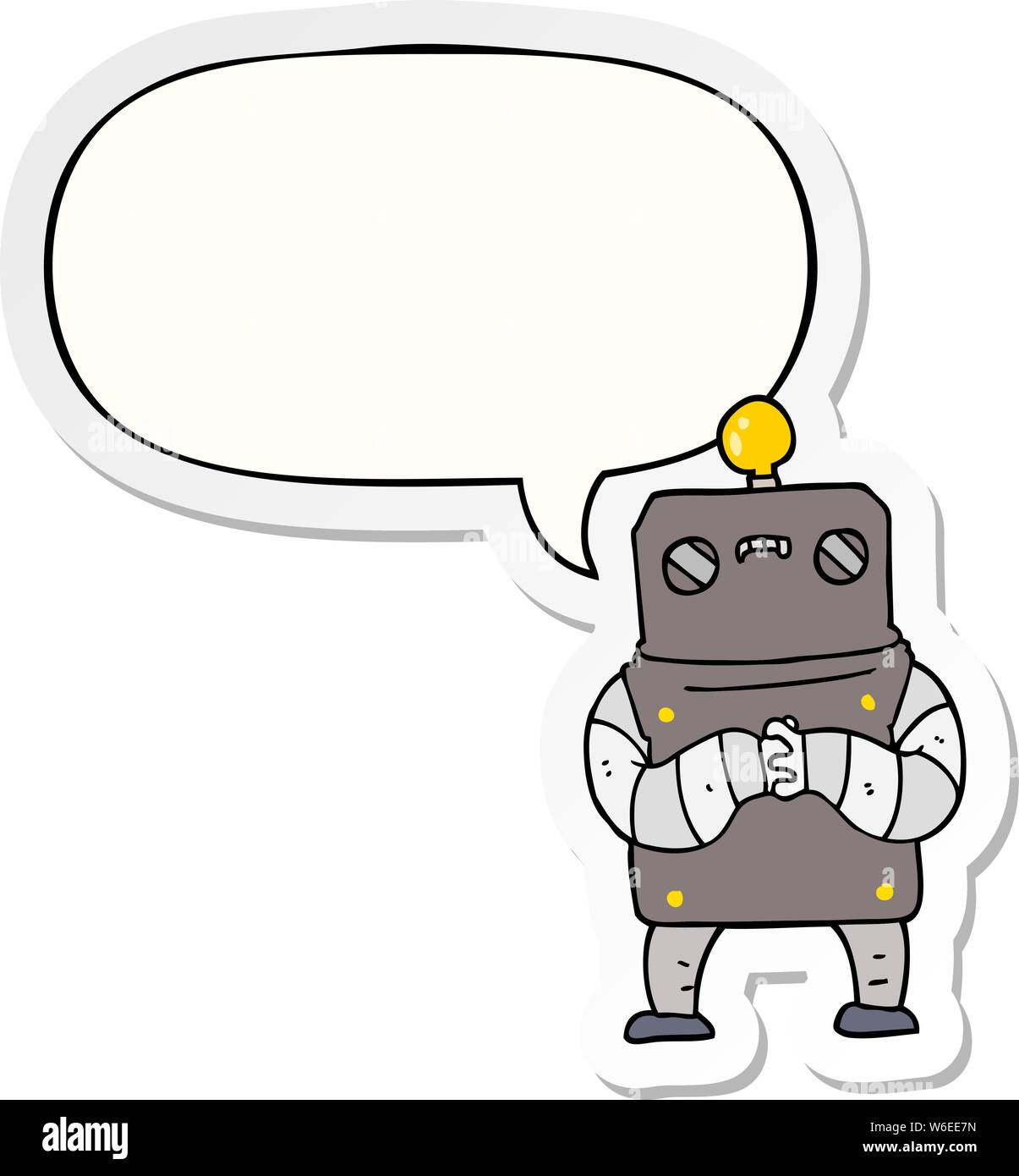 cartoon robot with speech bubble sticker Stock Vector Image & Art - Alamy
