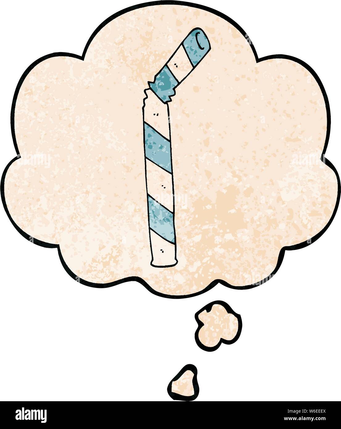 cartoon straw with thought bubble in grunge texture style Stock Vector ...