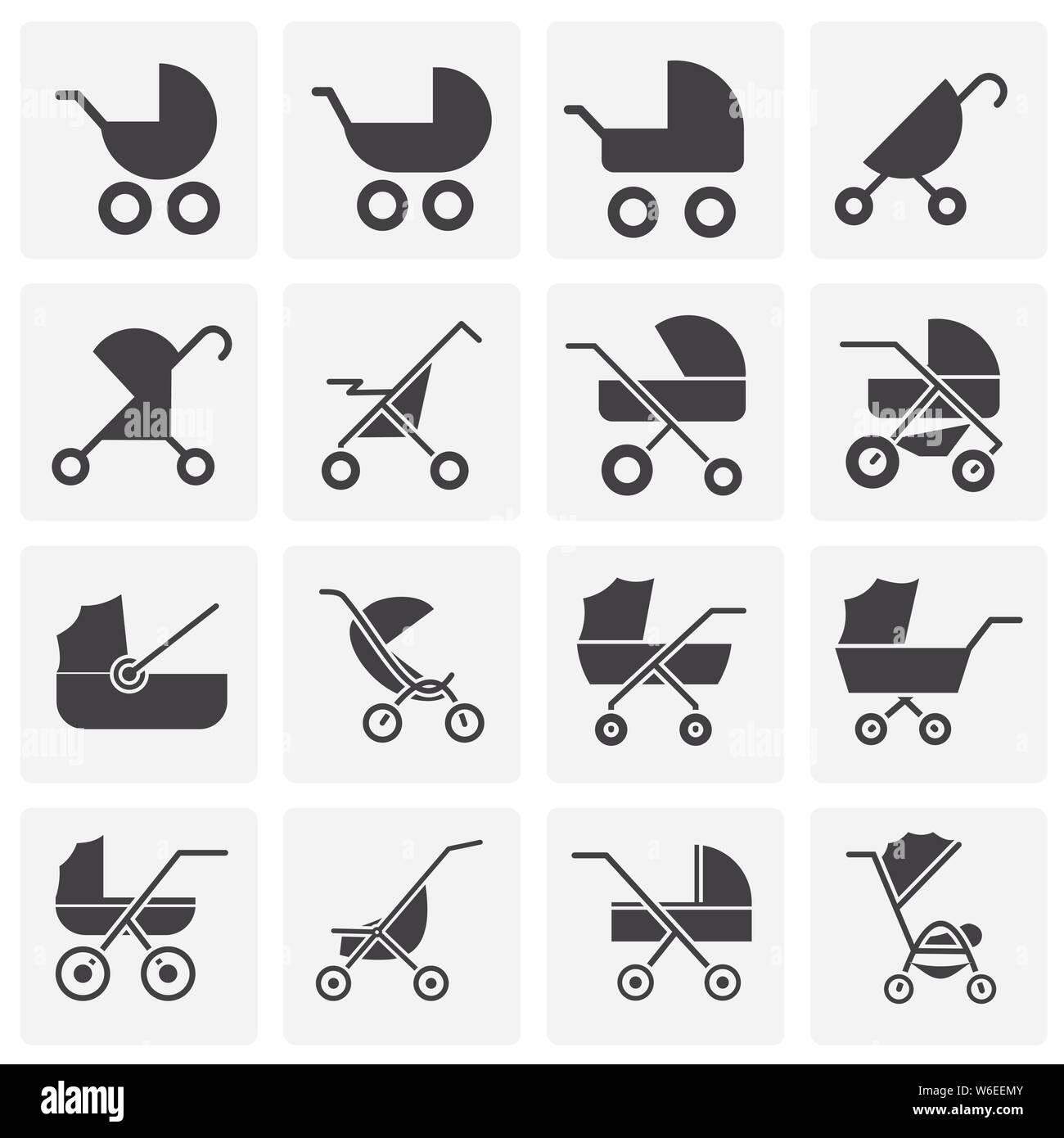 Stroller icons set on background for graphic and web design. Simple ...