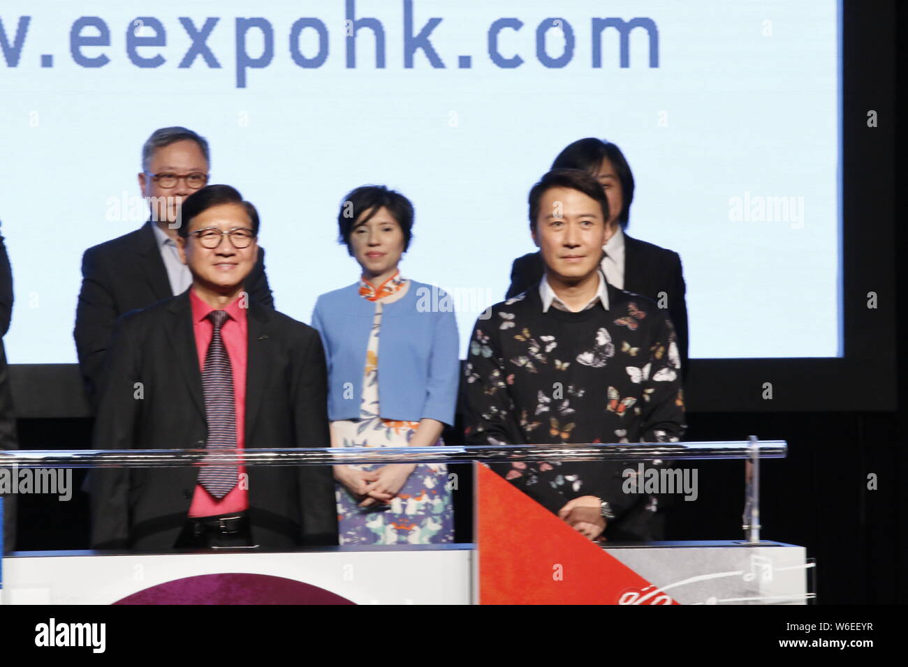 Hong Kong singer and actor Leon Lai Ming, right, attends the launch ...