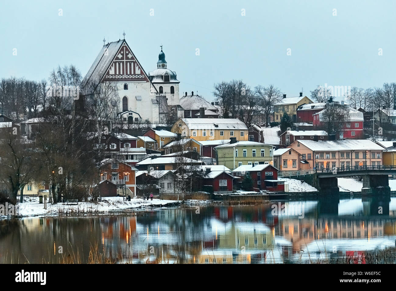 Old historic Porvoo, Finland with wooden houses and medieval stone and ...