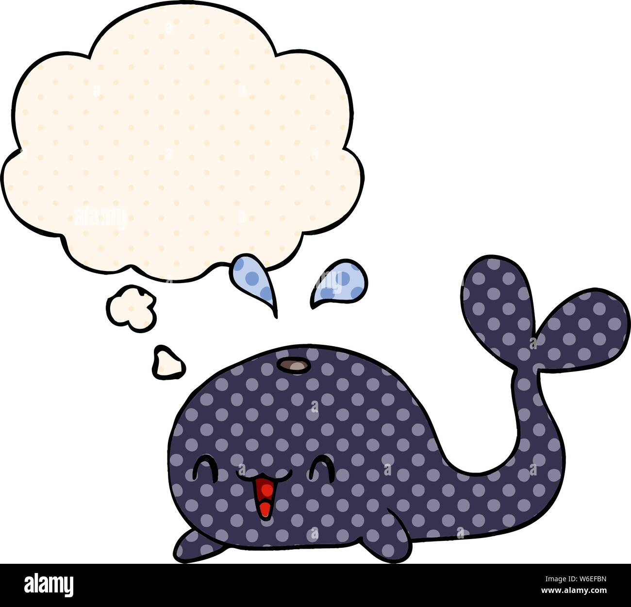 cartoon happy whale with thought bubble in comic book style Stock ...