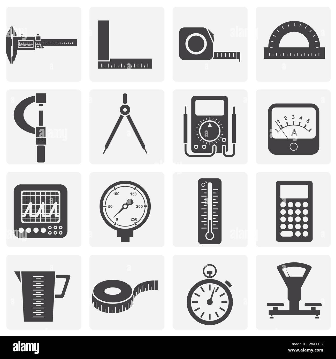 Measuring tool related icons set on background for graphic and web ...