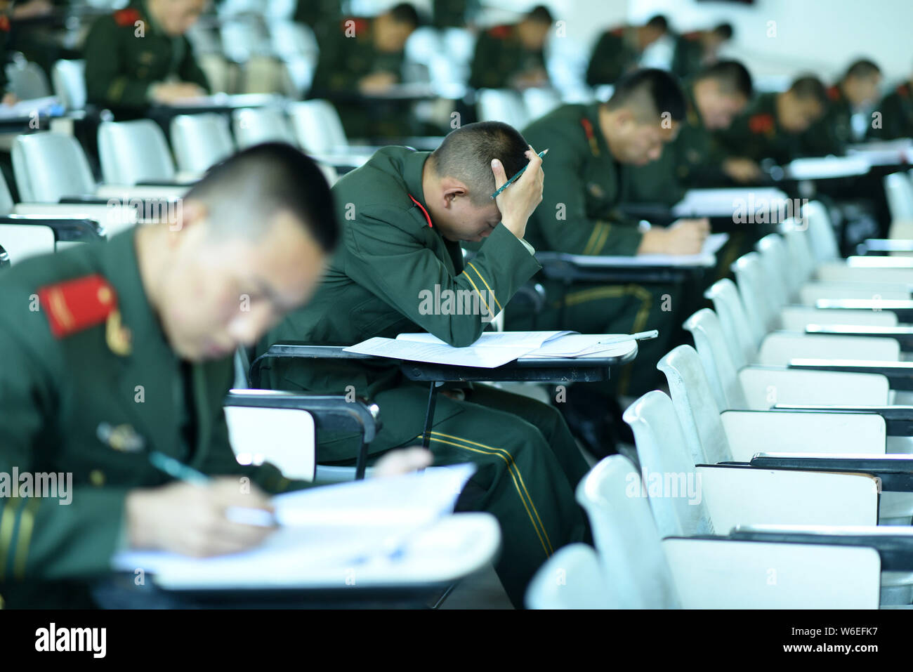 Soldiers take part in the "Soldier Gaokao" or military academy entrance ...