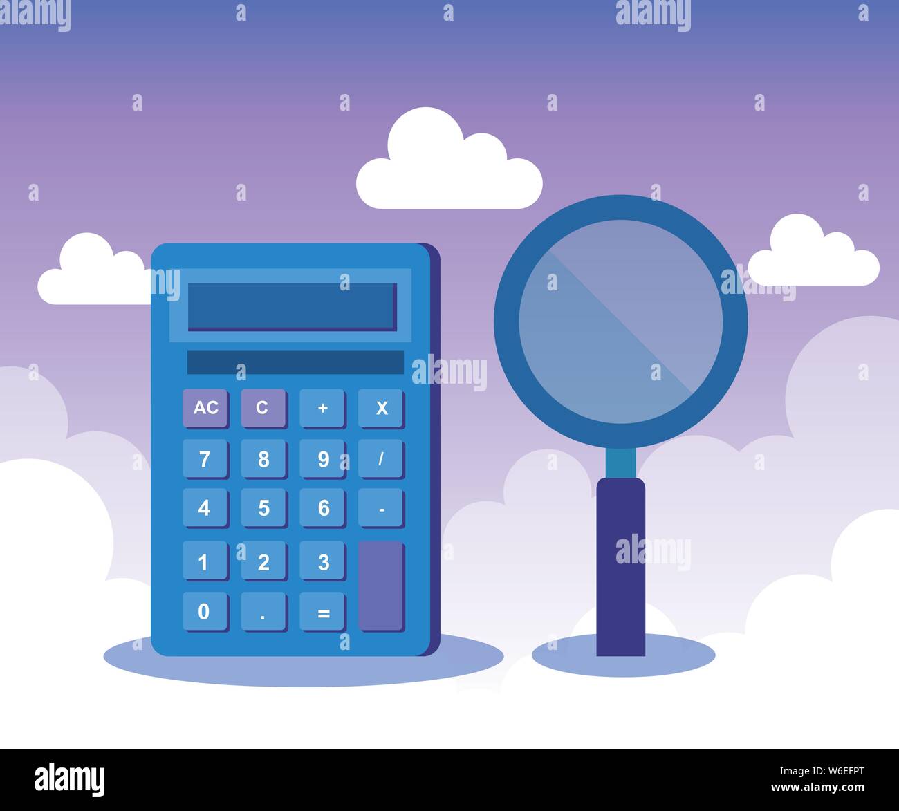 calculator report finance with magnifying glass Stock Vector Image ...