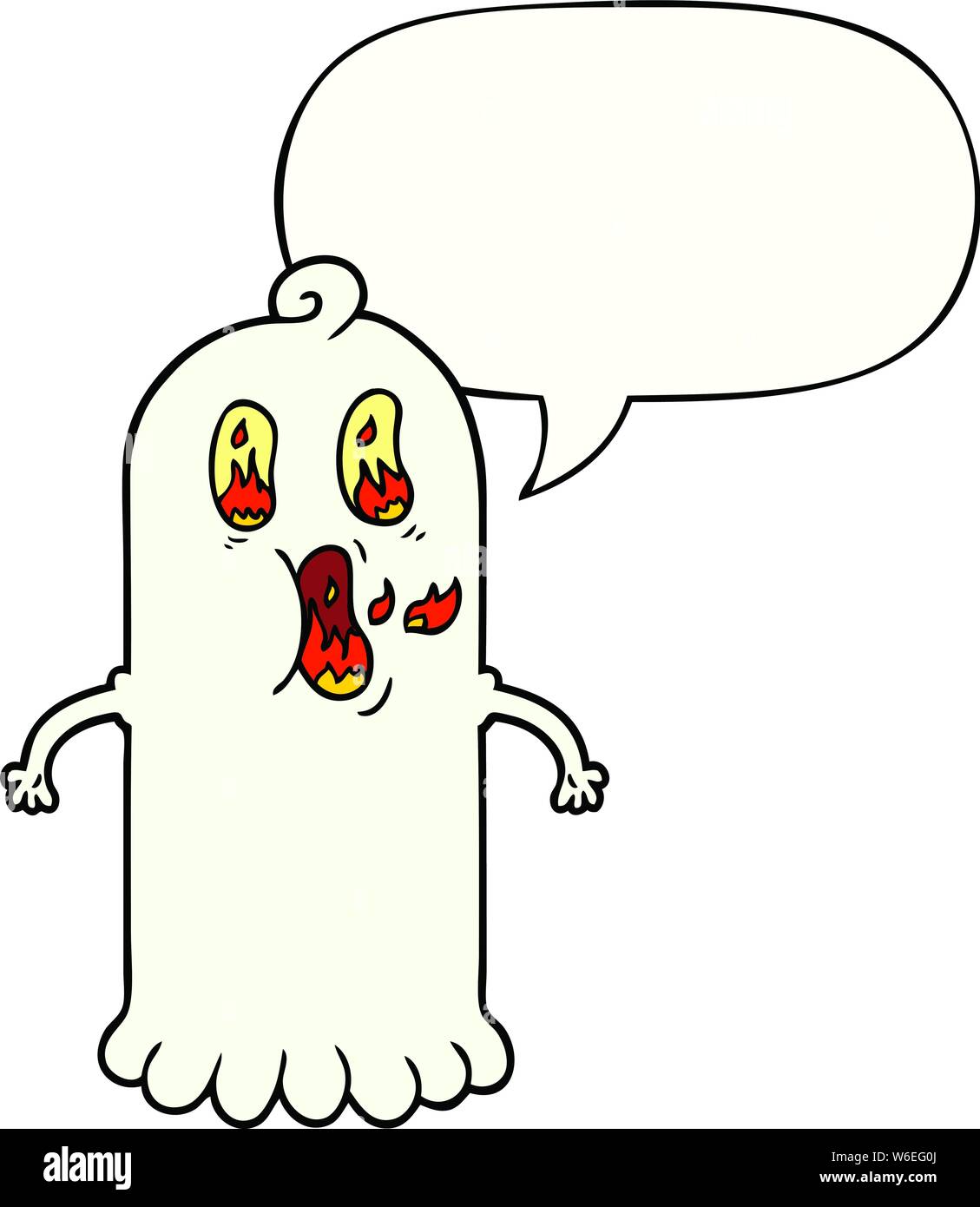 cartoon ghost with flaming eyes with speech bubble Stock Vector Image ...