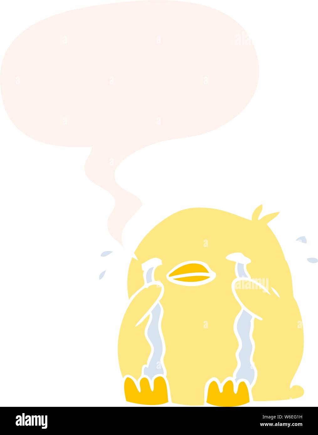 cartoon crying bird with speech bubble in retro style Stock Vector ...