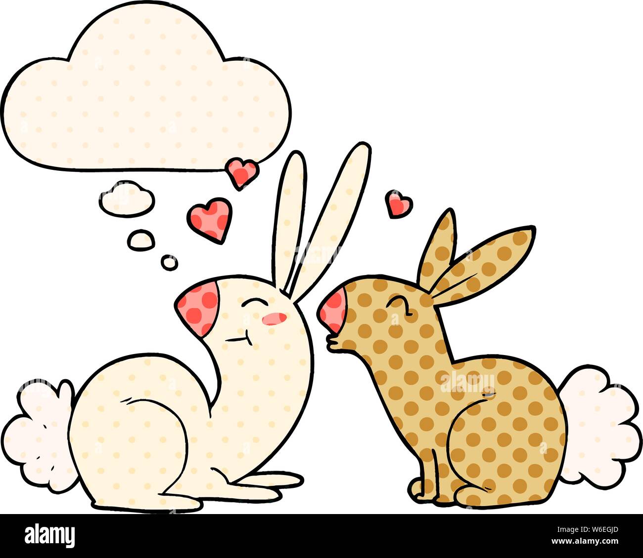 cartoon rabbits in love with thought bubble in comic book style Stock ...