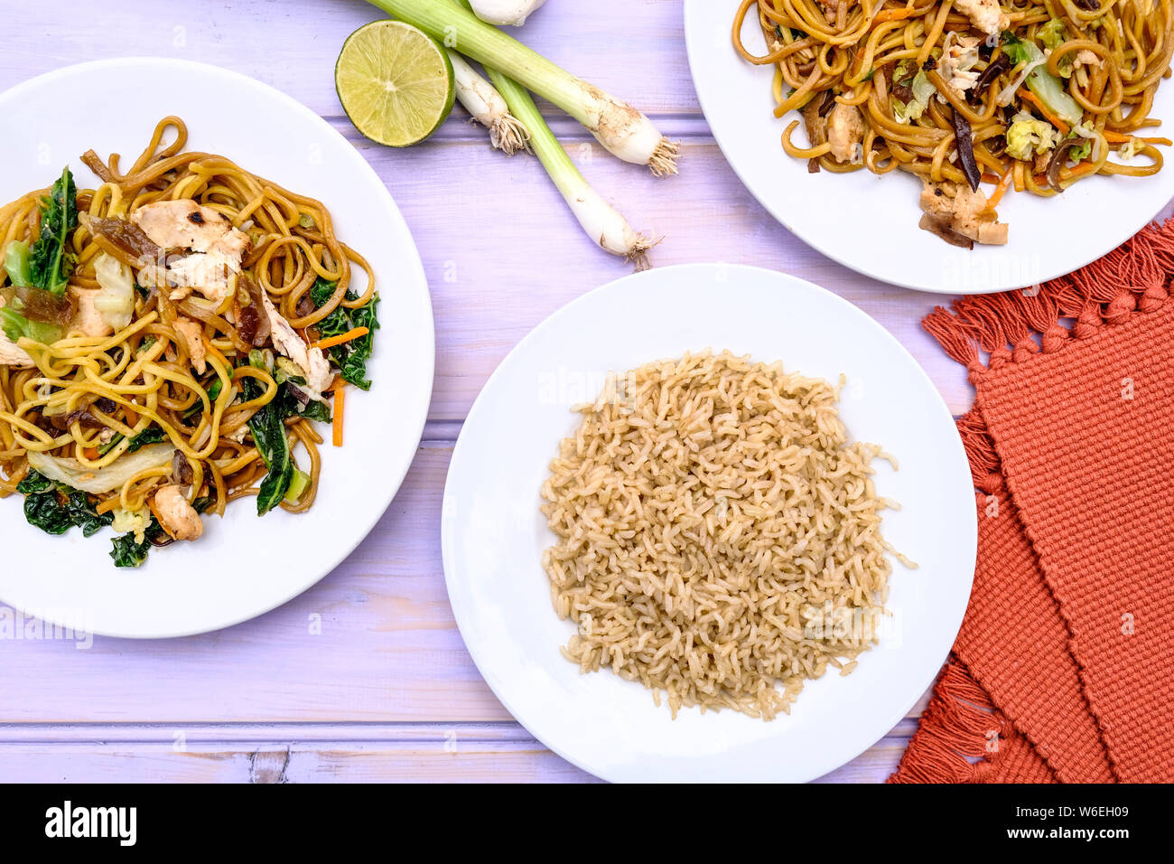 Chinese Style Chicken Chow Mein Meal With Egg Noodles and Wholegrain ...